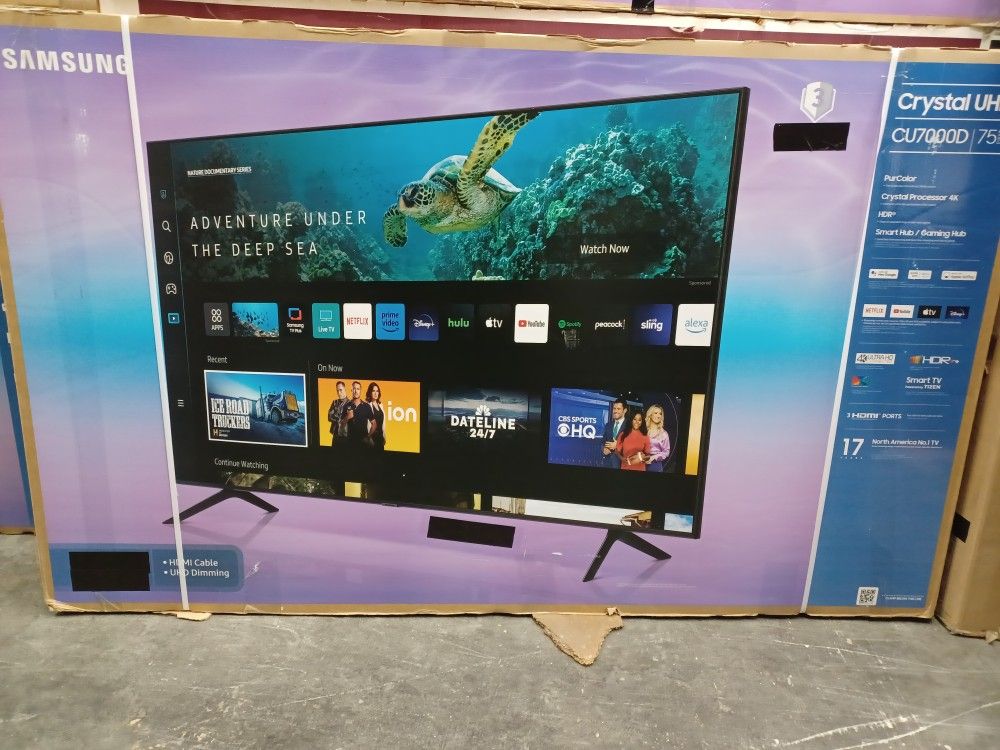75" Screen Led Smart 4k By Samsung Crystal Series. 1 Year Warranty for Sale in Los Angeles, CA ...