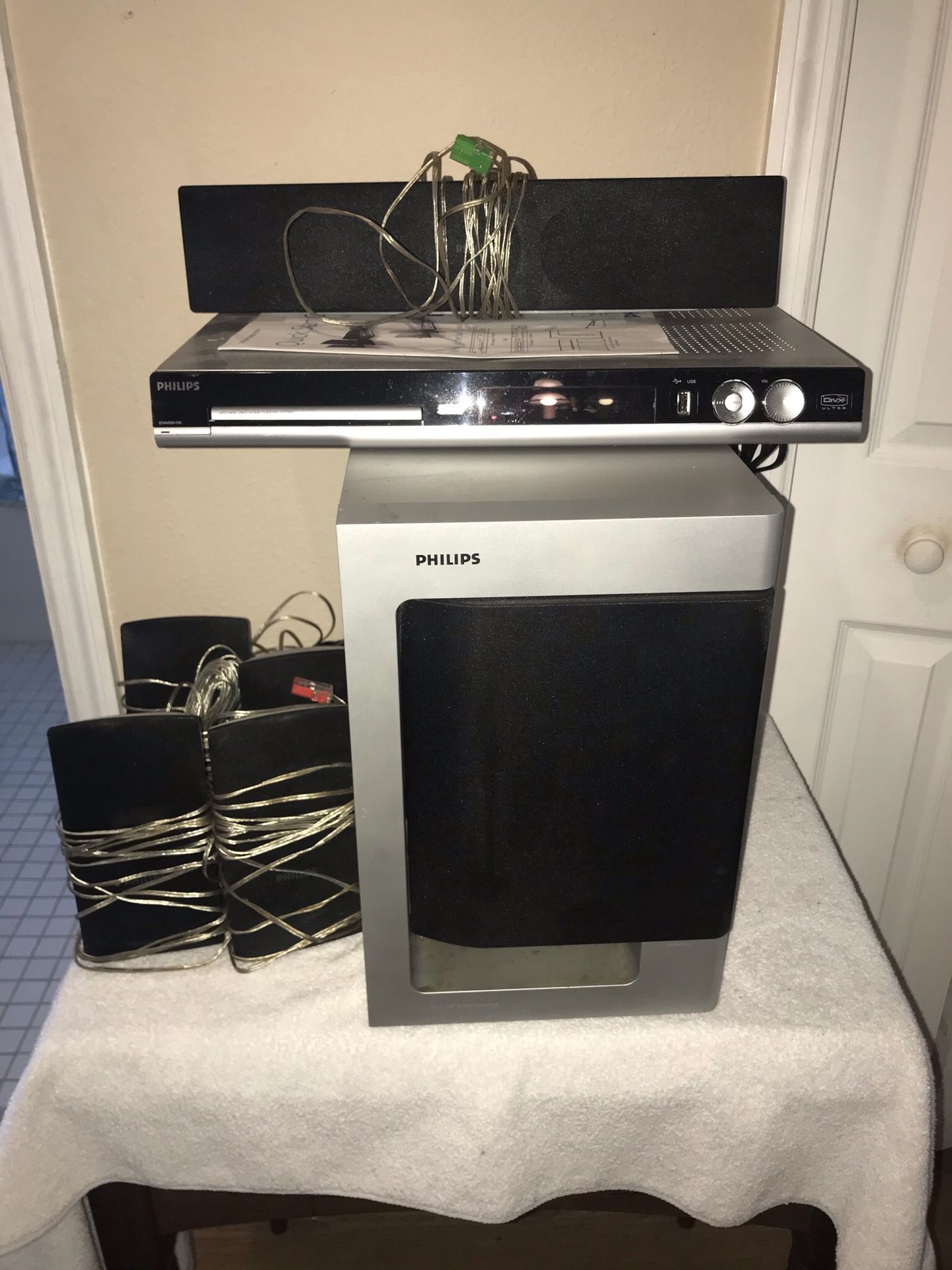PHILIPS DVD 5.1 surround sound home theater system HTS3450 speakers ...