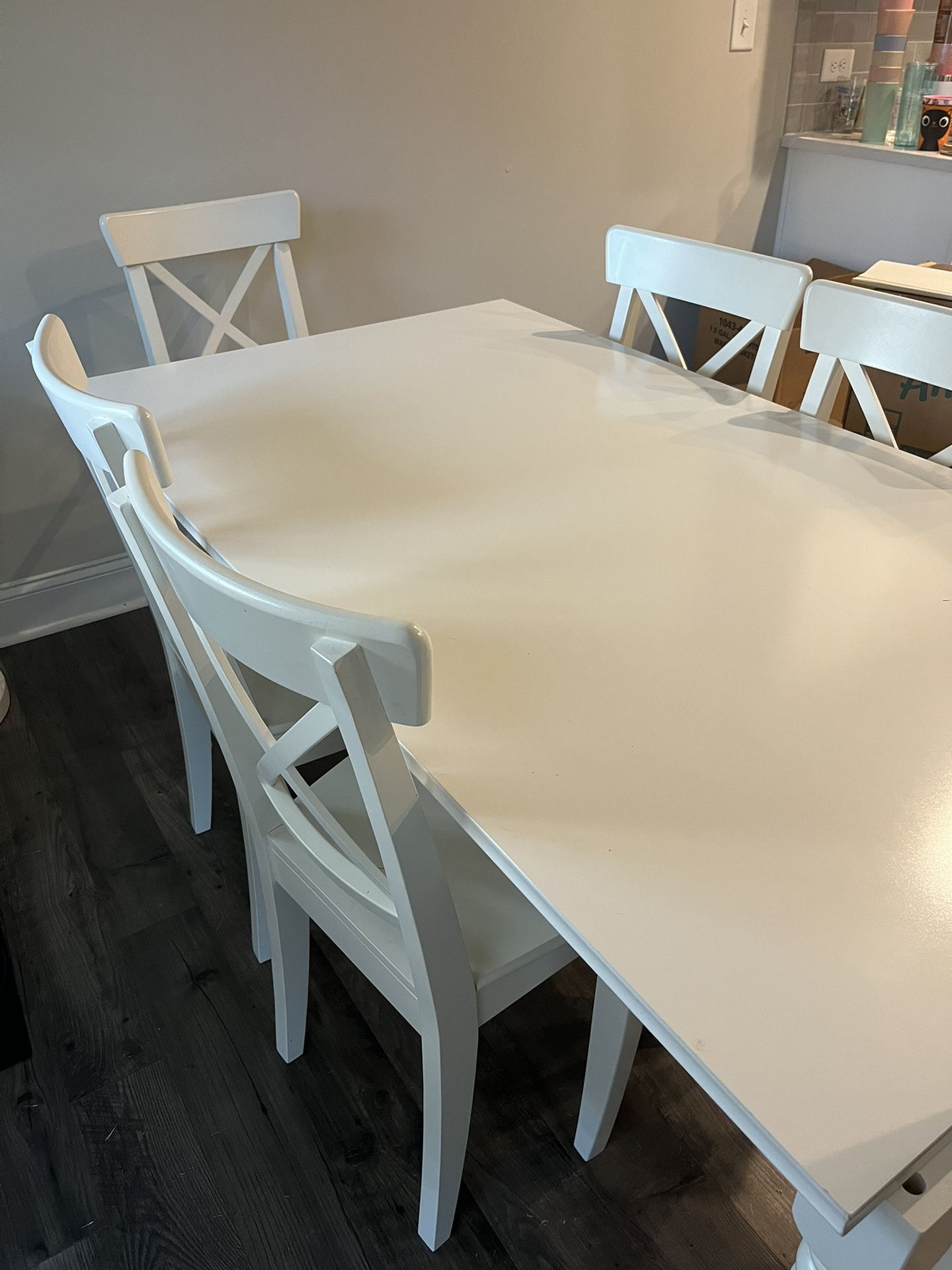 White 6 Seat Kitchen Extendable Table for Sale in Lawrenceville, GA ...