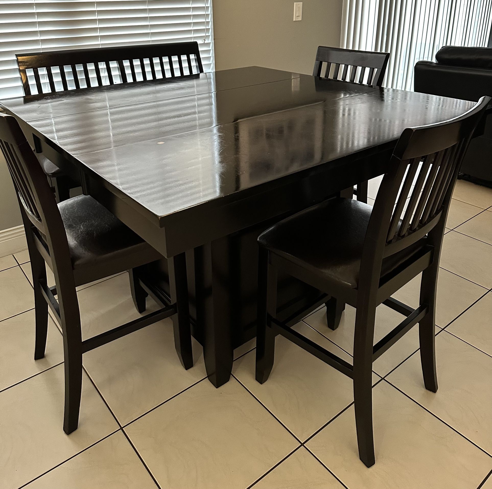 Expandable Bar Height Dining Table / Mesa De Comedor Negra Ampliable ...