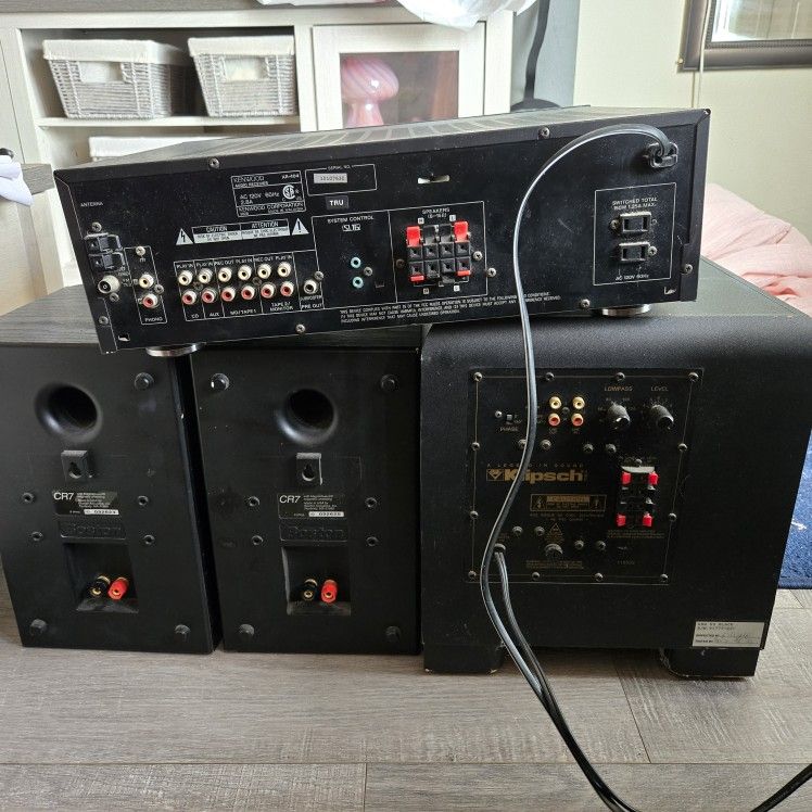 Home Audio Bundle: Boston CR7 Speakers, Klipsch Subwoofer & Kenwood ...