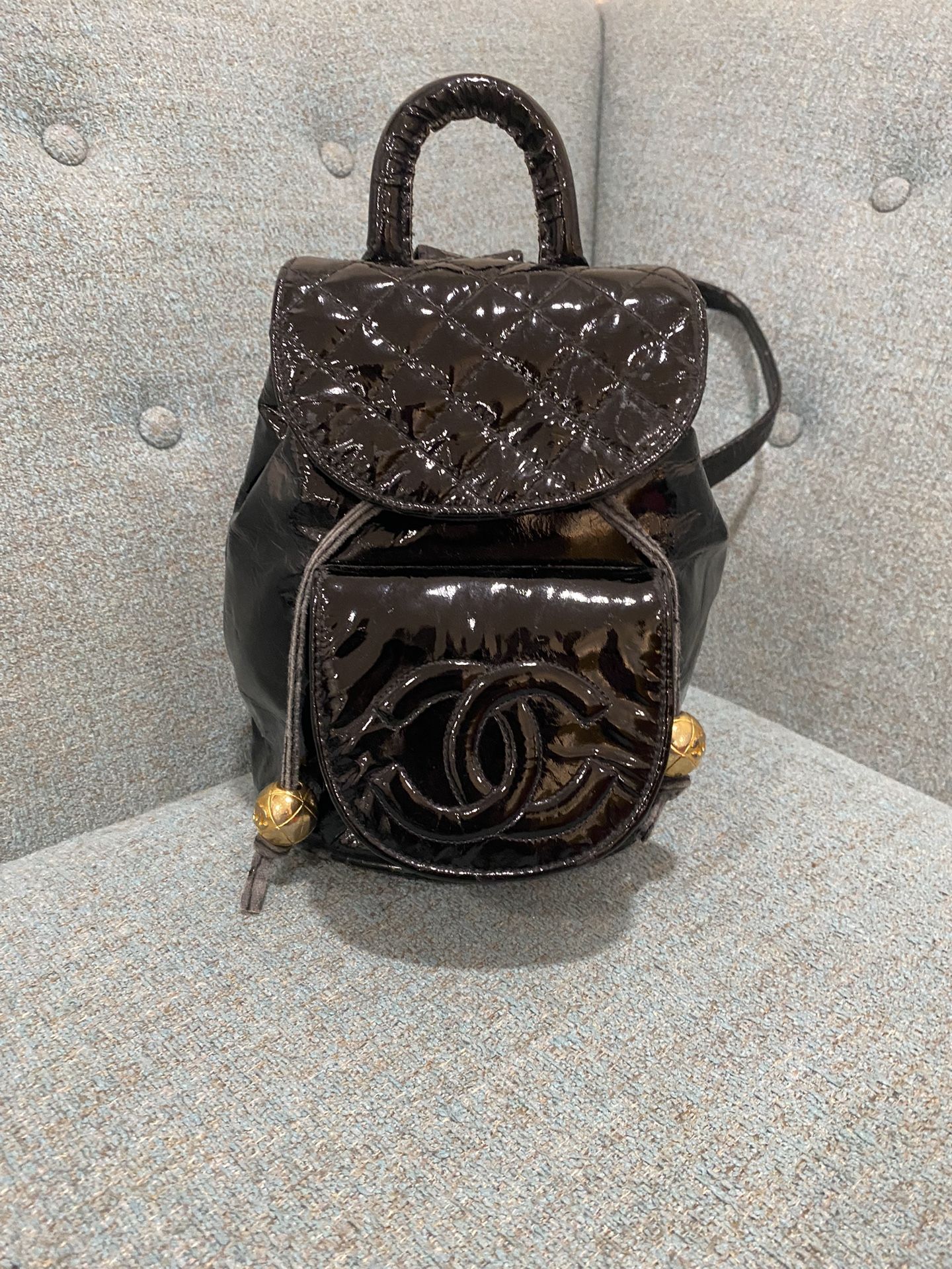 CC / Coco Backpack / Chanel Backpack / Black Patent Leather / Vintage ...