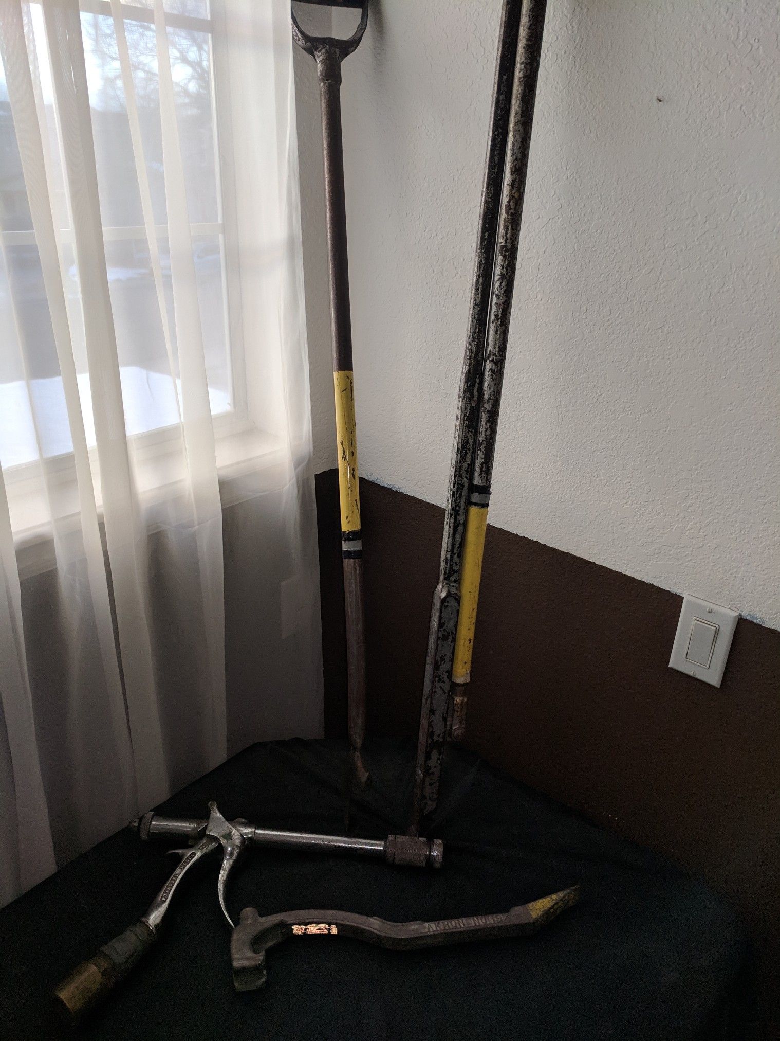 UP FOR SALE A LOT OF FIREMAN EQUIPMENT PRY BAR, POKER, WATER "GUN" FOR ...