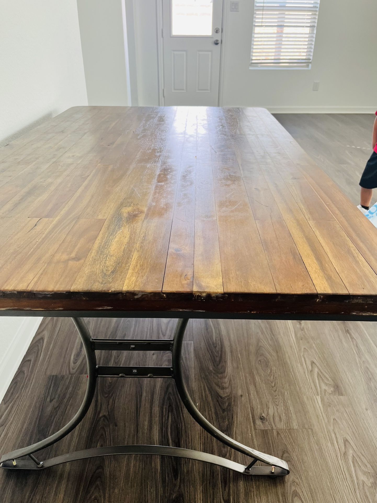 Super Nice sturdy Real Wood Table W/ Rought Iron Legs for Sale in ...