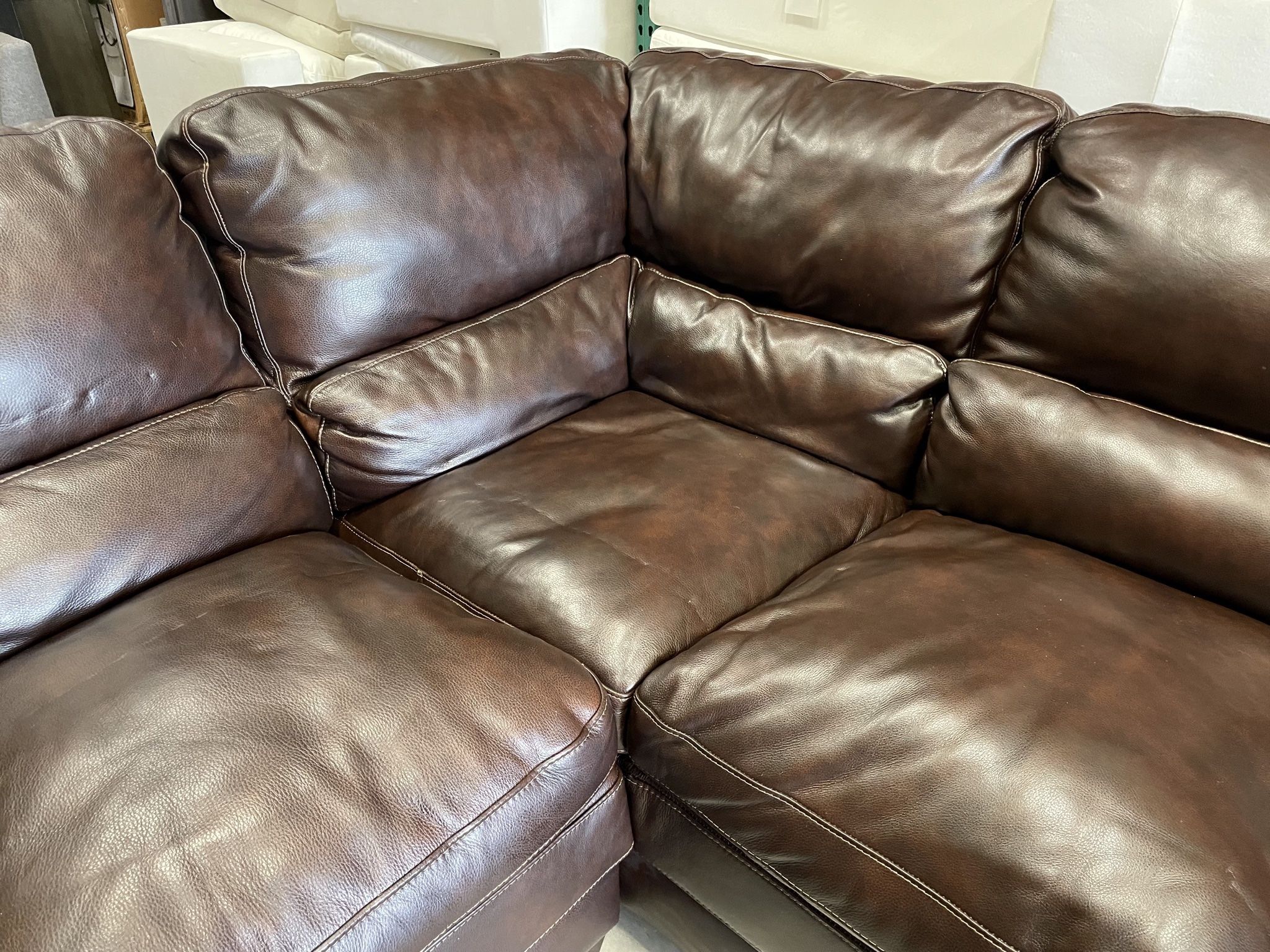 WAREHOUSE CLEARANCE | Simon Li Leather Sectional, Brown for Sale in ...