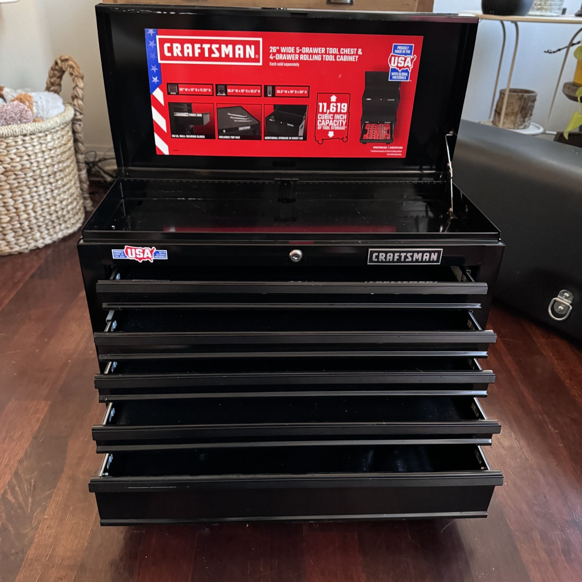 $40 CRAFTSMAN 1000 Series 26-in W x 17.25-in H 5-Drawer Steel Tool ...