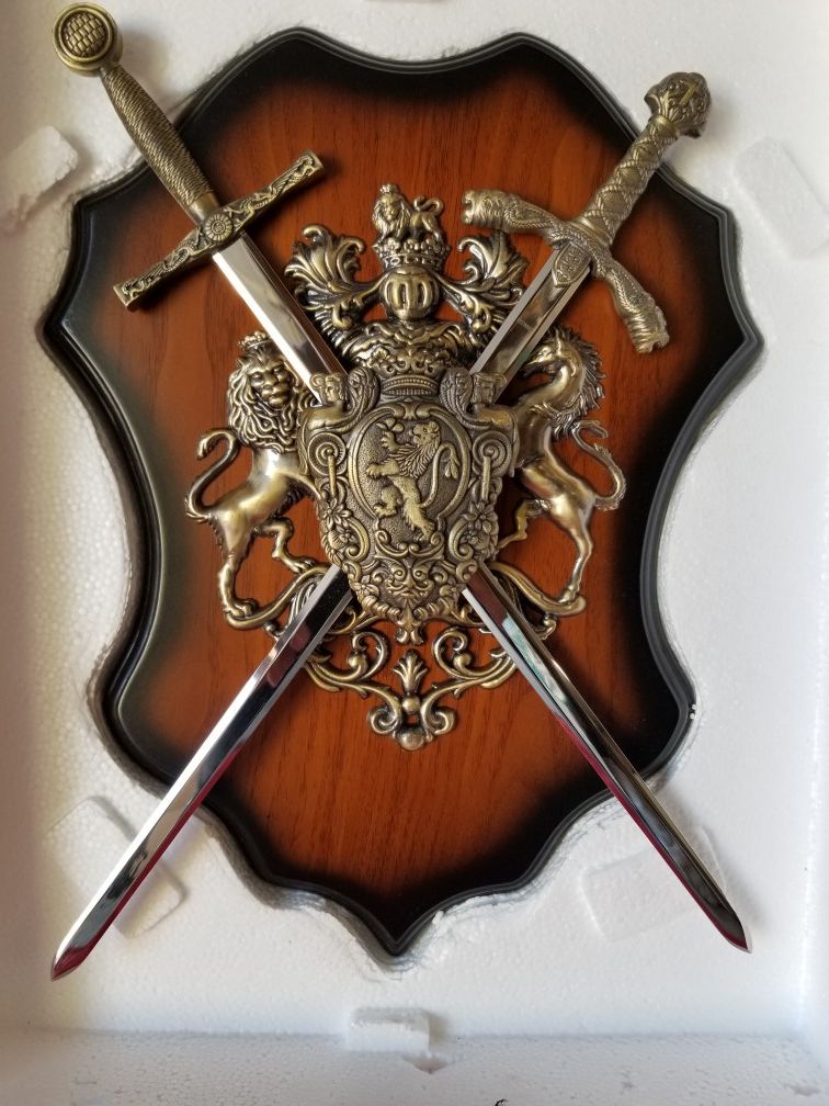 Medieval Knight Armor With Twin Cross Swords Wall Plaq for Sale in ...