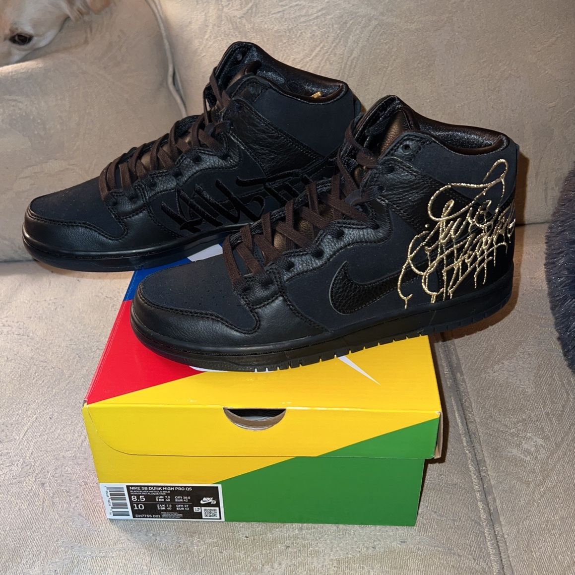 Nike SB Dunk High Pro QS Faust Black Gold Mens Size 8.5 for Sale in ...