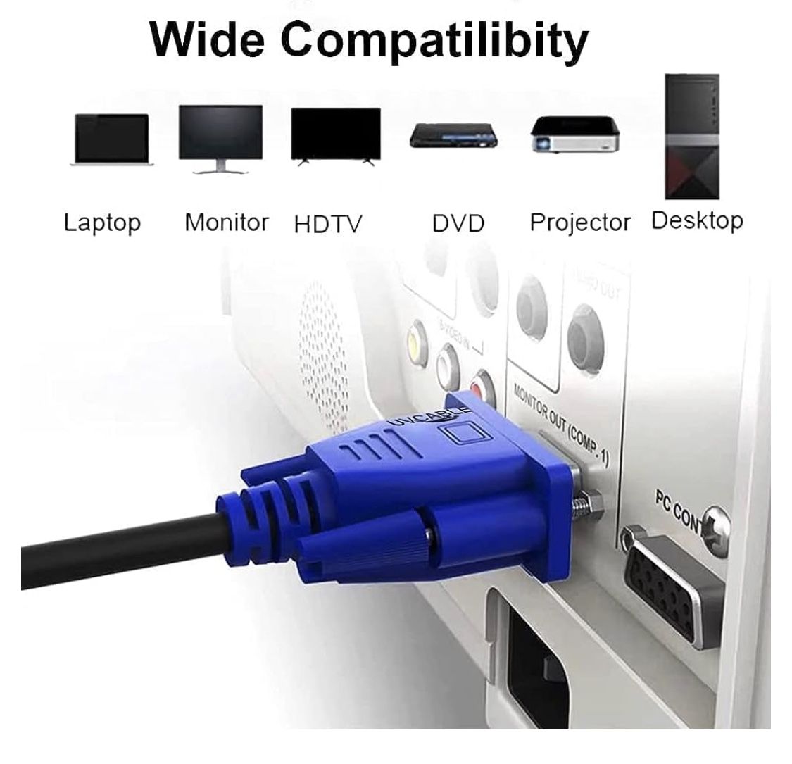 VGA Cable 6 Feet,Male VGA to VGA Male Monitor Computer Cable Adapter ...