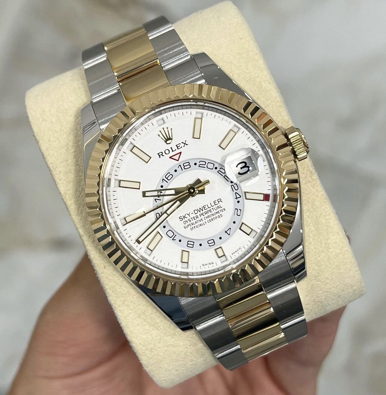 New 326933 Rolex Sky-Dweller 42 White Two Tone 18k Yellow Gold for Sale ...