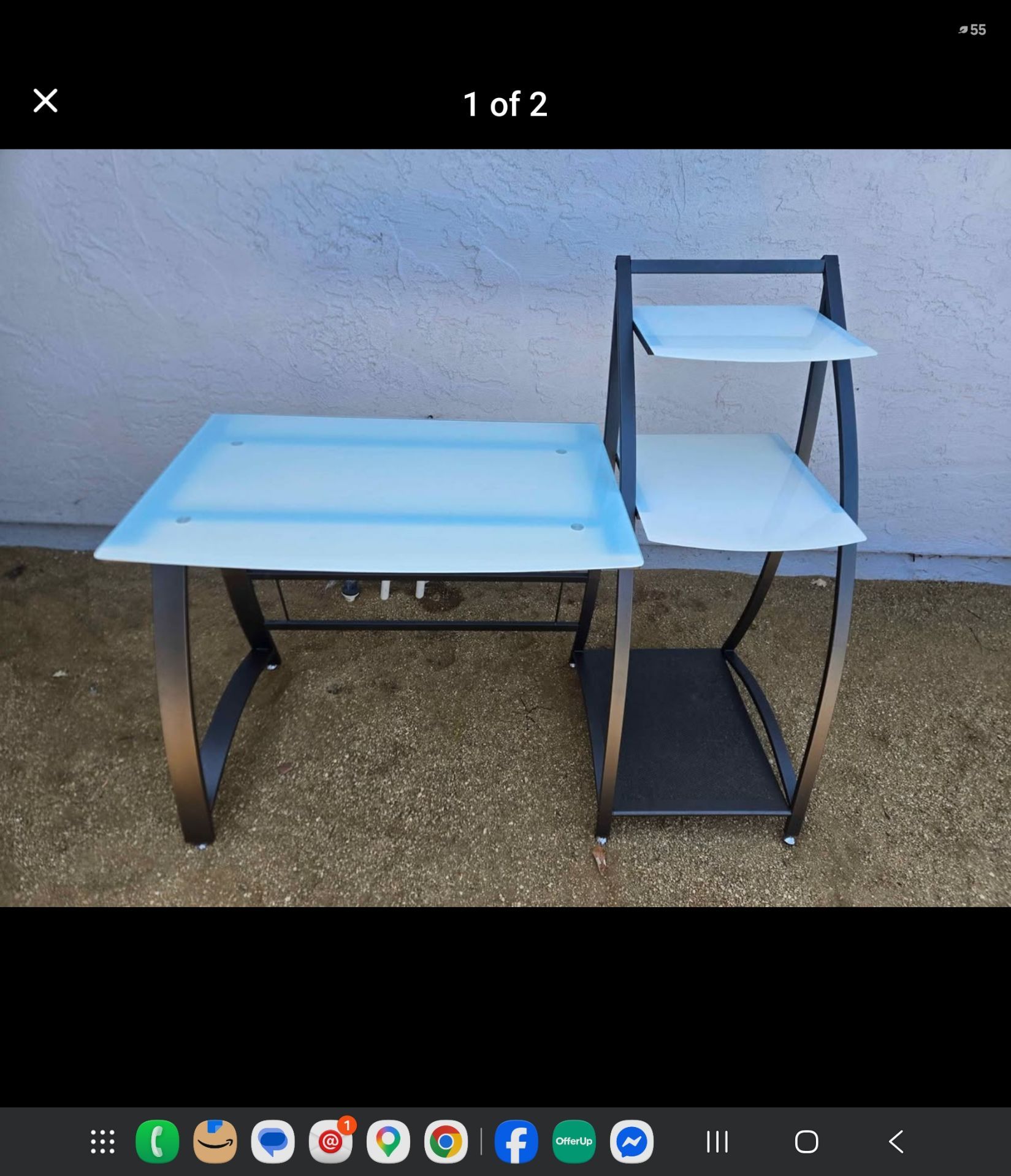 Modern Frosted Glass Computer Desk with Matching Shelf – Like New ...