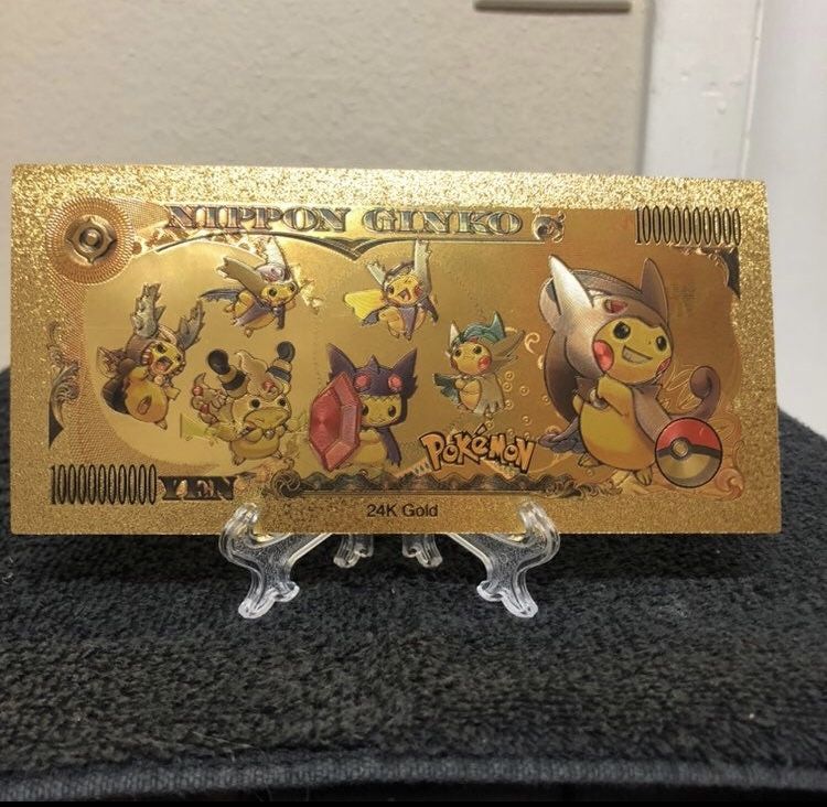 24k Gold Plated Pokémon Cosplay Rayquaza Pikachu Banknote for Sale in ...