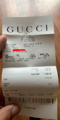 Gucci Belt Bag Receipt