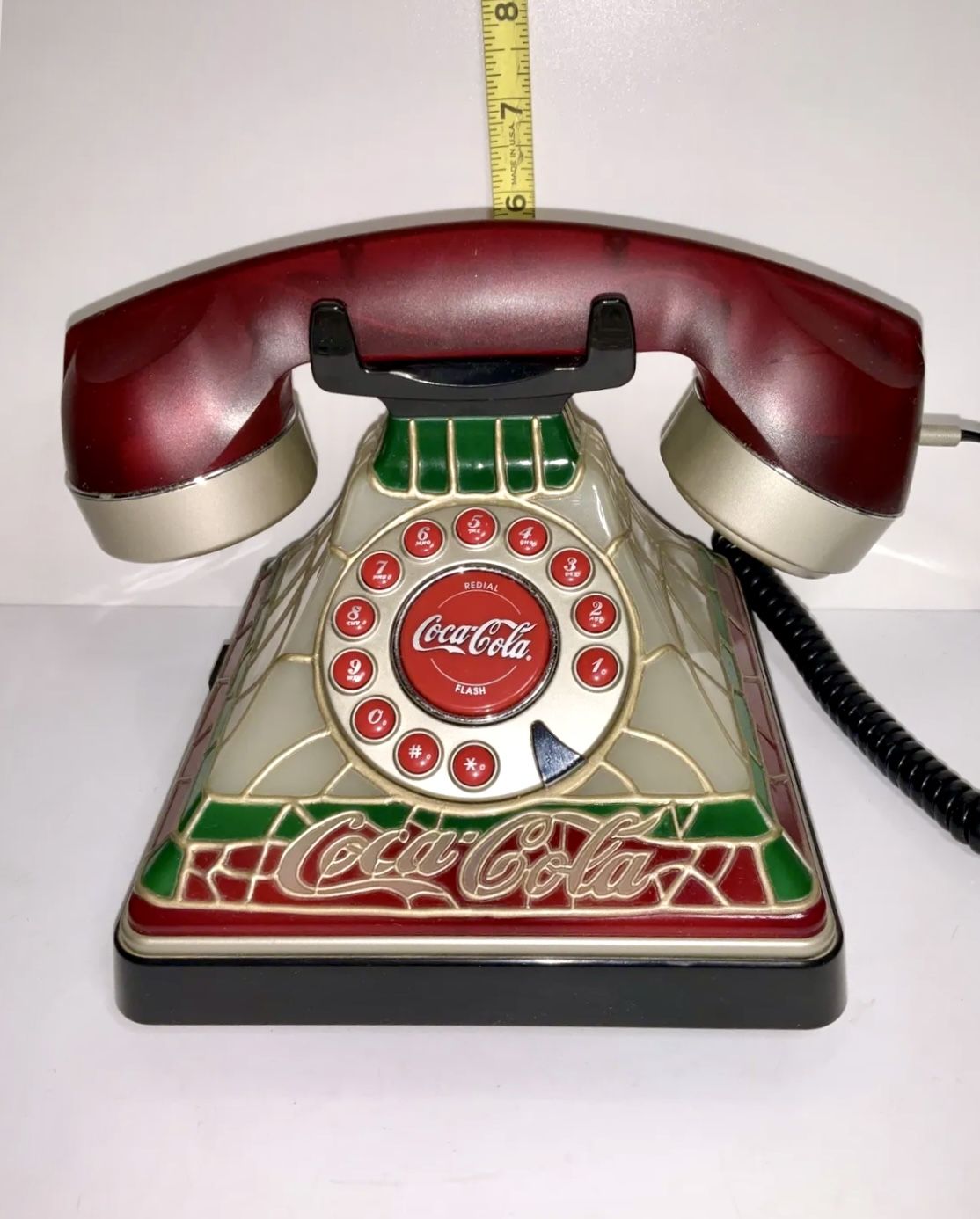 Vintage Coca-Cola Telephone Light Up Stained Glass Look 2001 Land Line ...