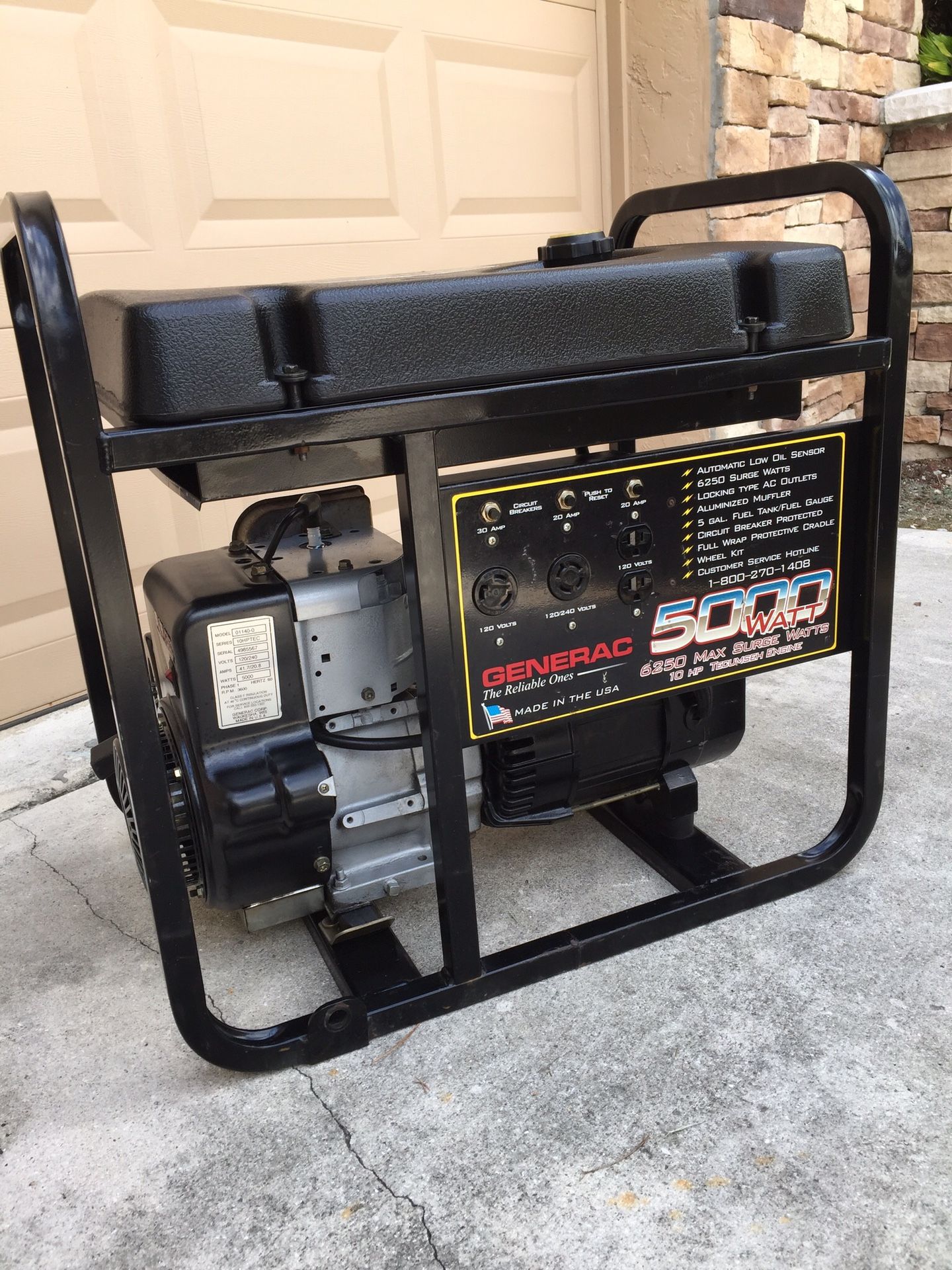GENERAC GENERATOR 5000 W RUNNING, 6250 W STARTING for Sale in West Palm ...