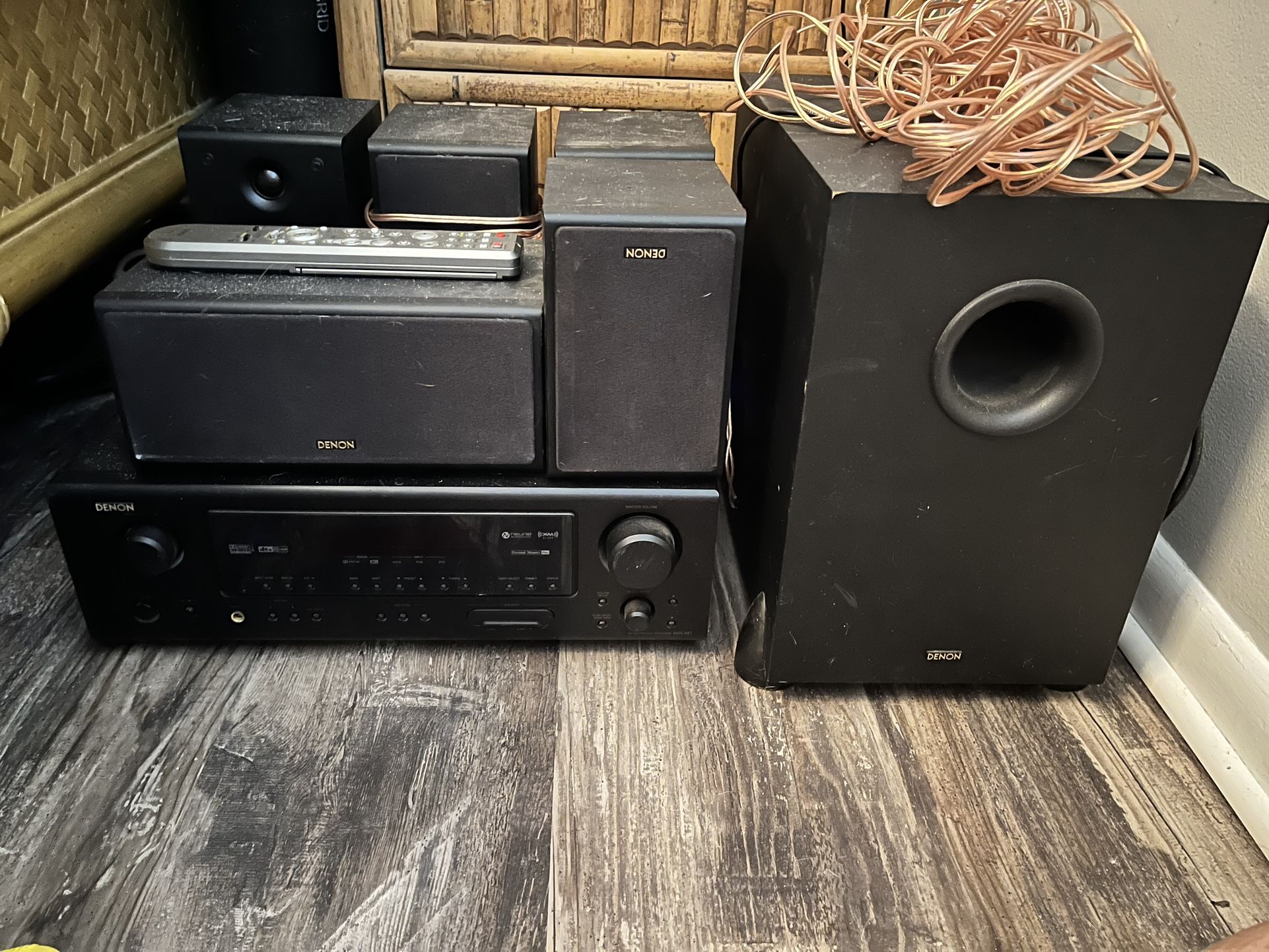 Denon AVR-487 Digital 5.1 Surround Sound Receiver + Subwoofer+Speakers ...