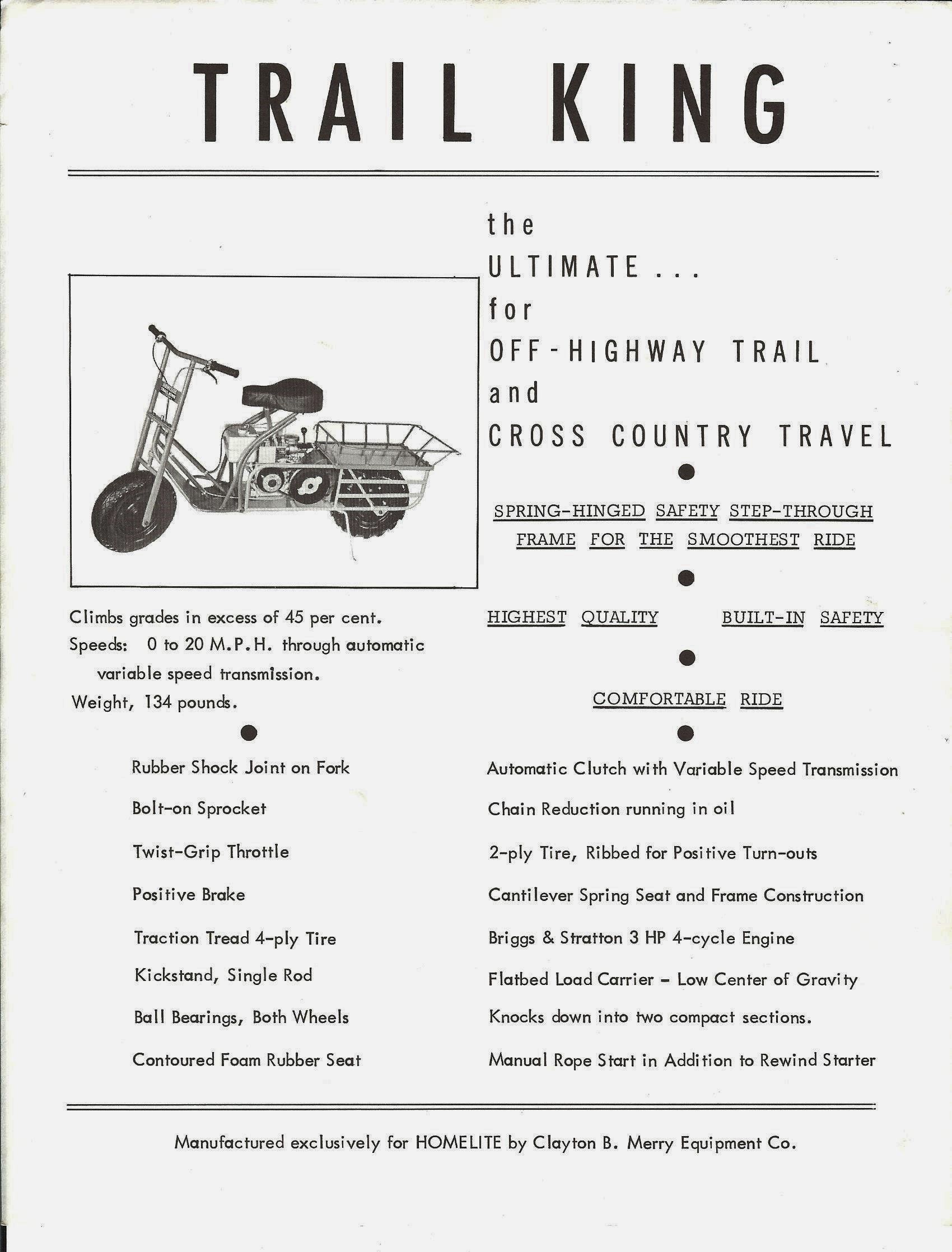 Vintage Homelite Trail King 2spd mini bike for sale for Sale in ...