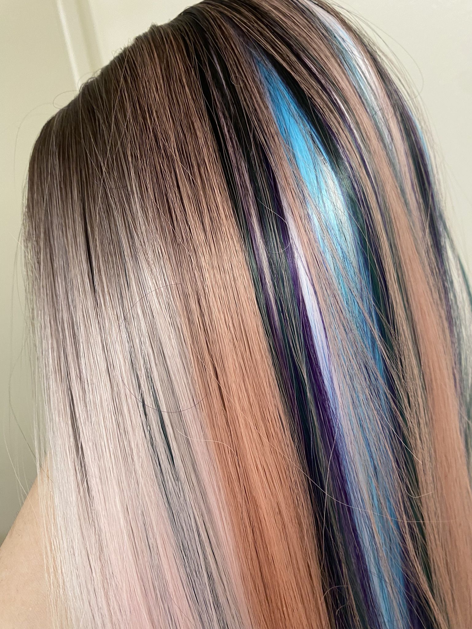 30” Beautiful Pastel Rainbow Colorful Straight Hair Long Synthetic Wig ...