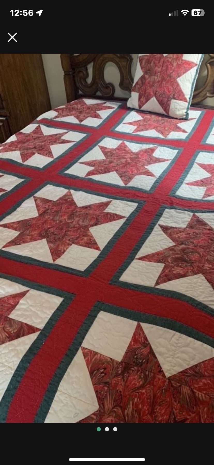 Beautiful Handmade Star Pattern Quilt With Pillow New for Sale in ...