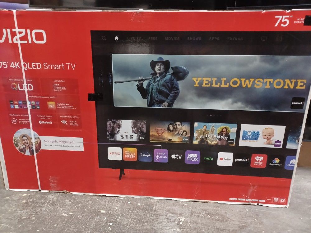 75" Screen QLED By Vizio Smart 4k Ultra HDTV. Gaming Pro TV. 1 YEAR ...