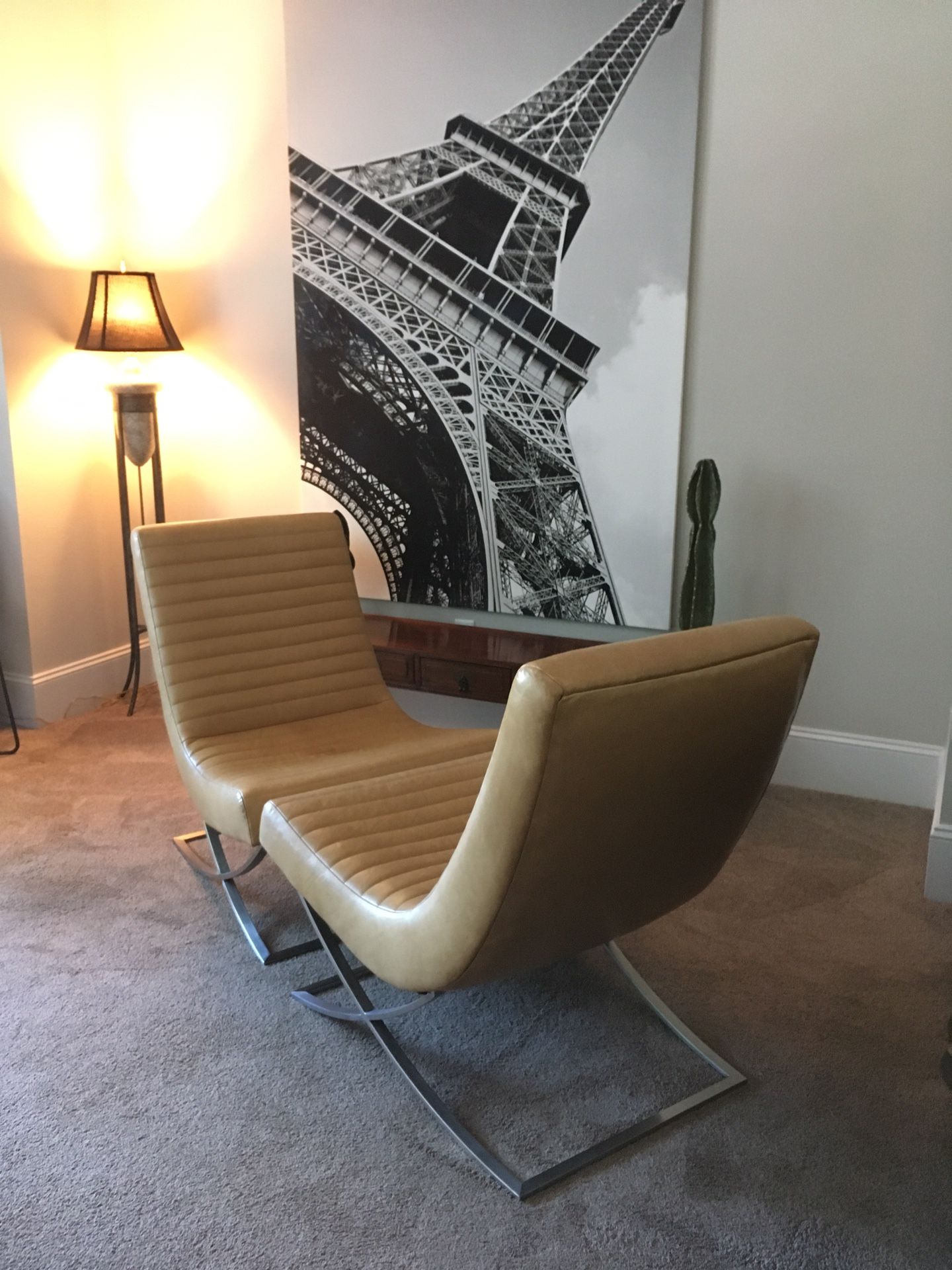 Crate Barrel exclusive cooper armless leather chair 2 available serious buyer ONLY 28 wx35 x35h for Sale in Austin TX OfferUp