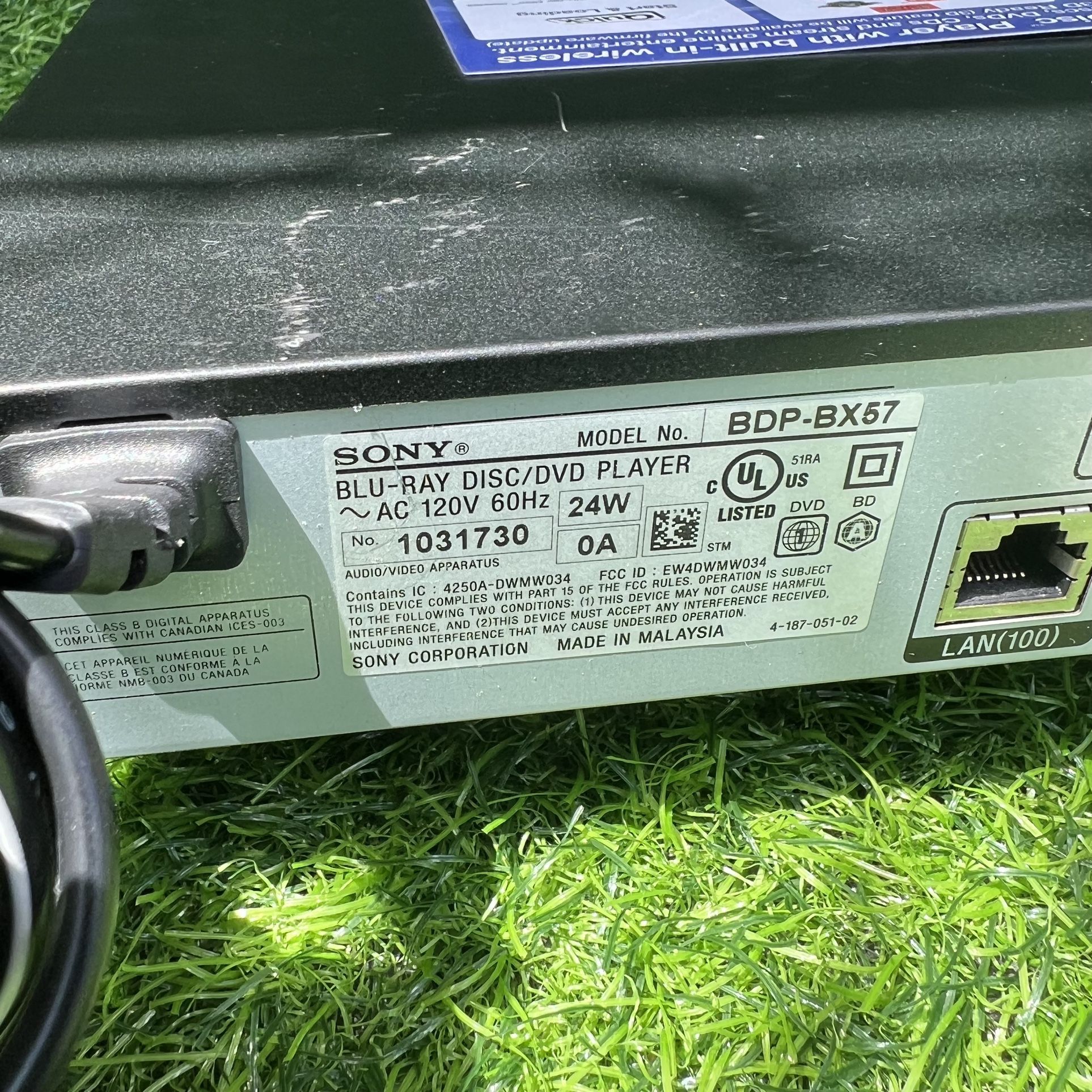 Sony BDP-BX57 Smart 3D Blu-Ray DVD Player HDMI USB WiFi Tested Working ...