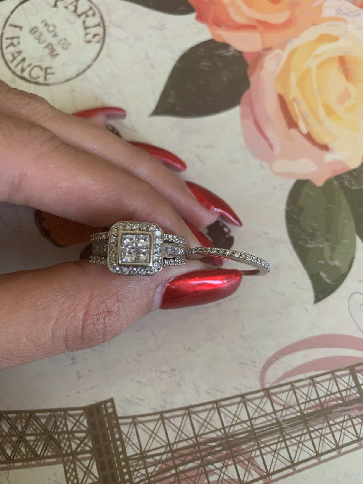 Real diamond ring white gold 2 carrot white gold wedding ring set with ...