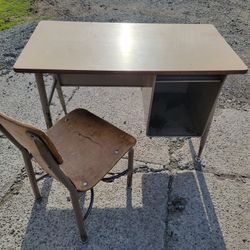 Vintage Metal School Desk