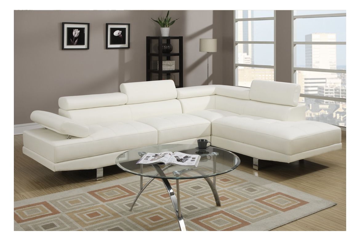 White Faux Leather Sectional Sofa for Sale in Moreno Valley, CA - OfferUp
