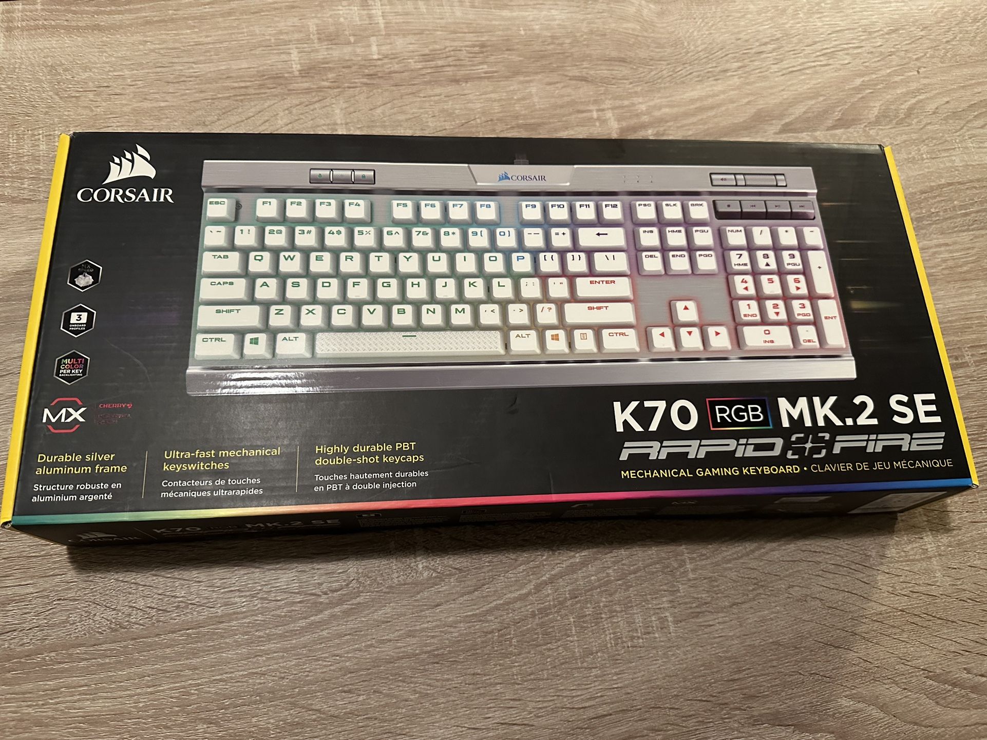 Corsair K70 RGB MK.2 Rapid Fire Silver and White Mechanical Keyboard with MX Cherry Switches for ...