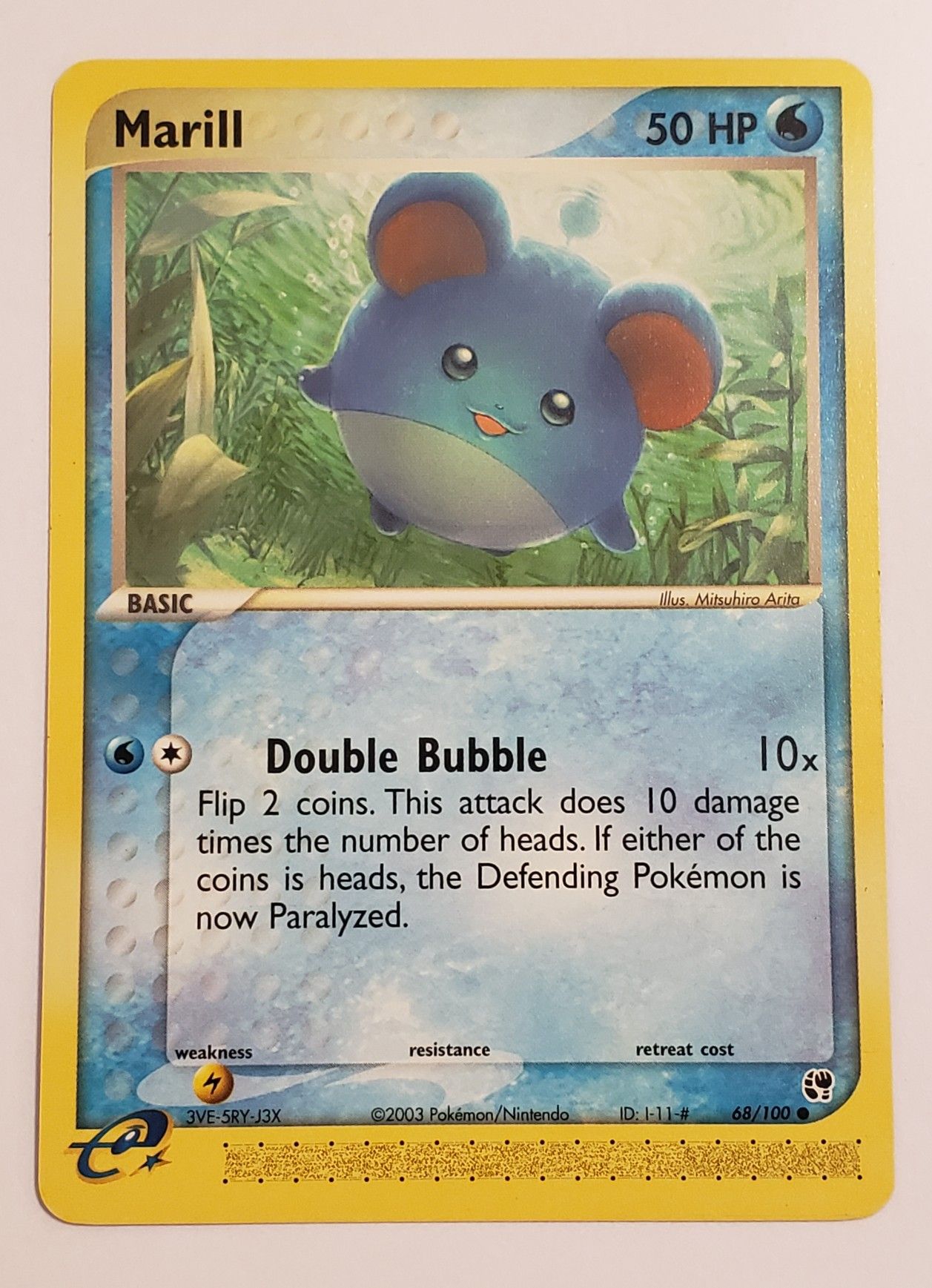 2003 Marill #68/100 EX Sandstorm (error card, no retreat cost) Pokemon ...