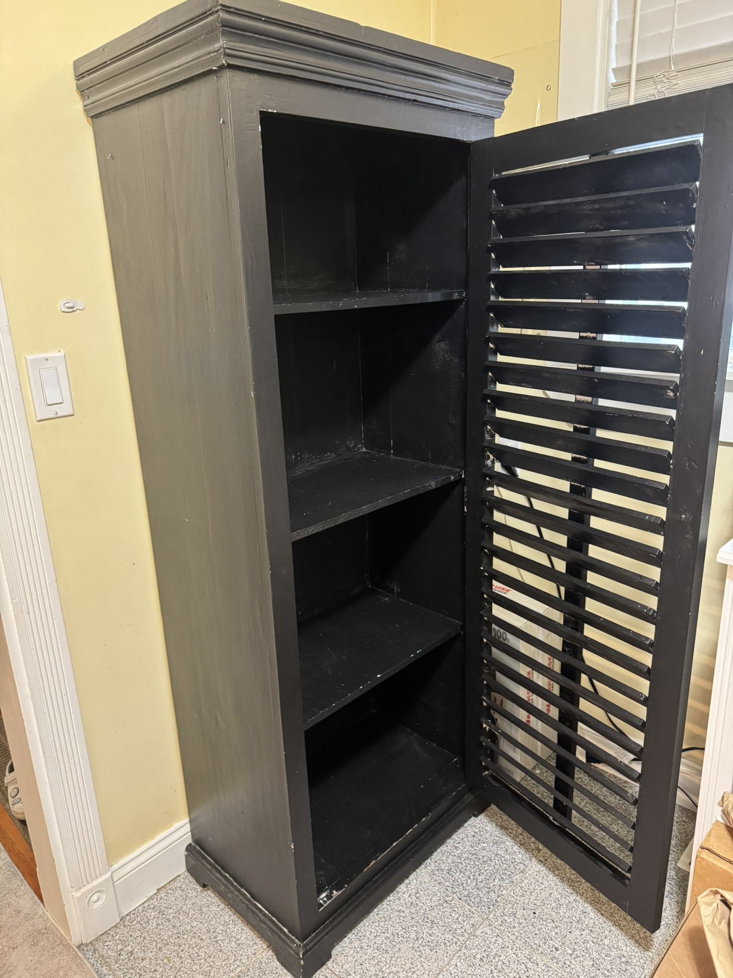 FREE Tall Black Louvered Storage Cabinet / Shutter-Style Accent Cabinet ...
