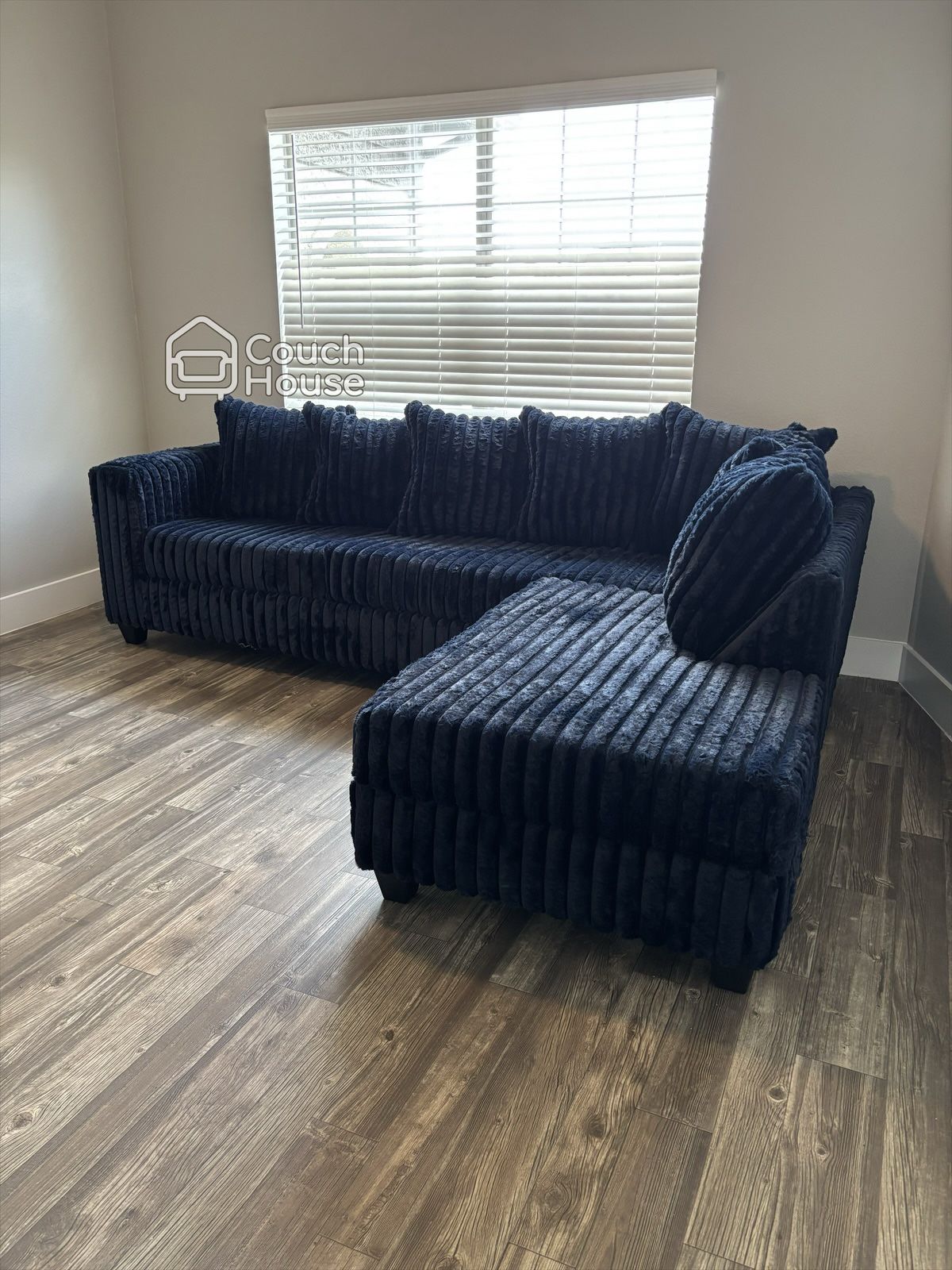 Navy Blue Fluffy Sectional Couch Delivery Available for Sale in Houston ...