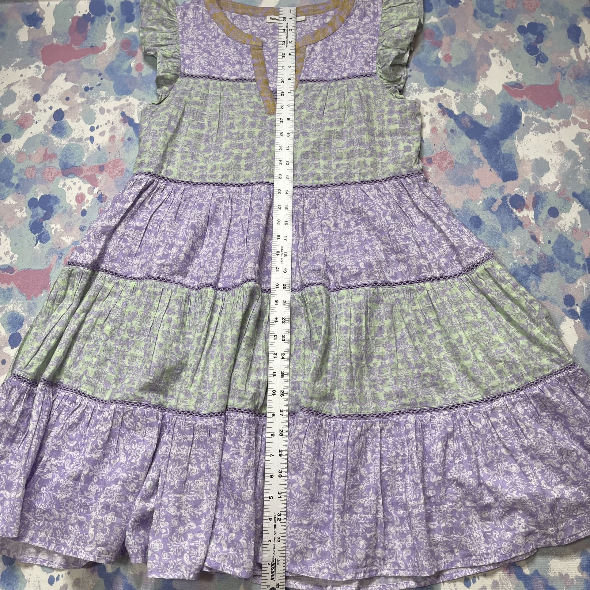 Roller Rabbit Ismay Pippa Tiered Lace Accent Dress Women’s Size Small ...