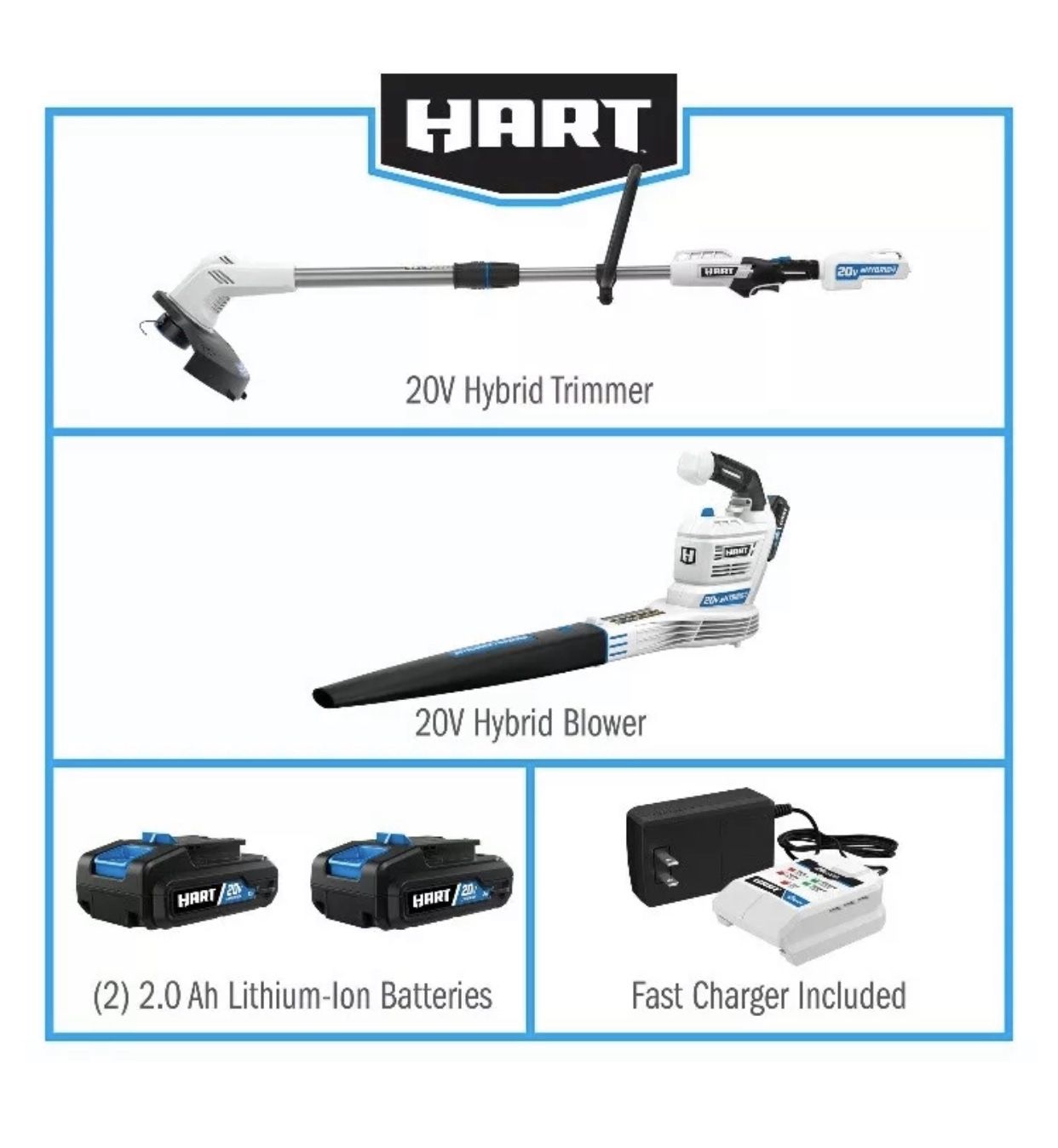 HART 20-Volt Cordless Hybrid 12-inch String Trimmer/Edger and Blower ...