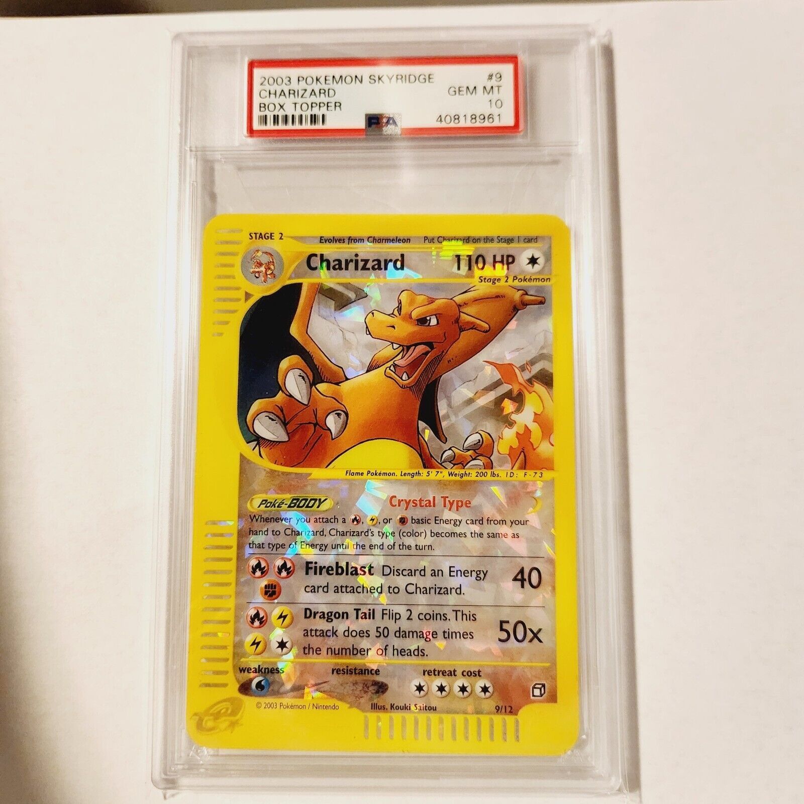 PSA GEM MINT 10 - CHARIZARD - 2003 Pokemon Skyridge Set - Box Topper ...