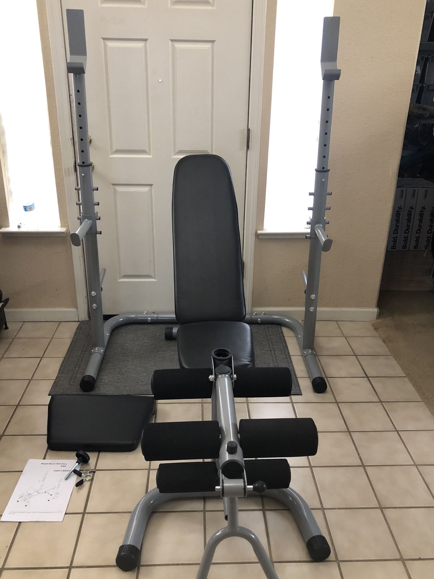 New Adjustable Olympic Workout Bench, Squat Rack, Leg Extension, Curl ...