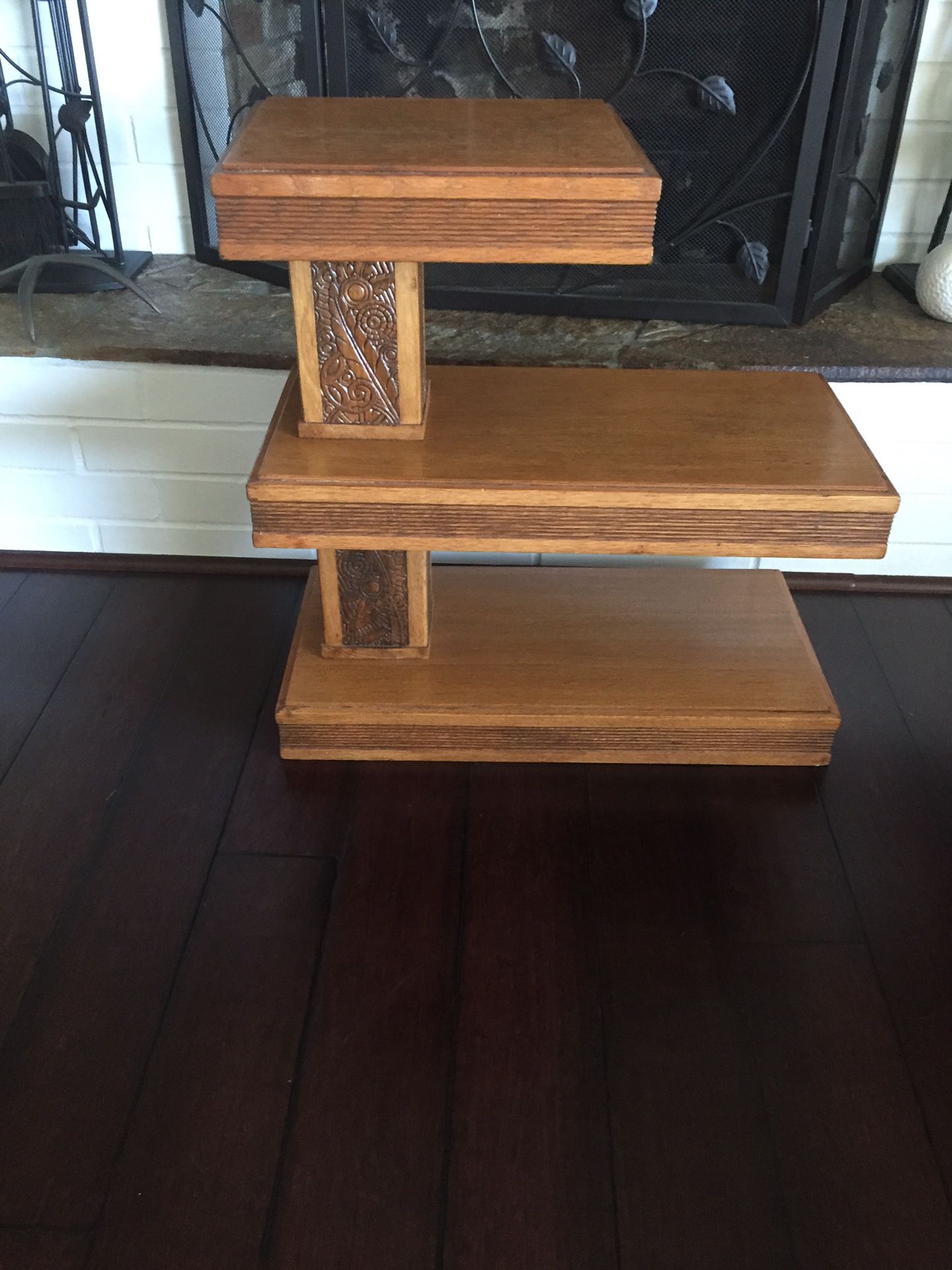 Vintage unique mid century solid wood 3 tier table for Sale in Fircrest ...