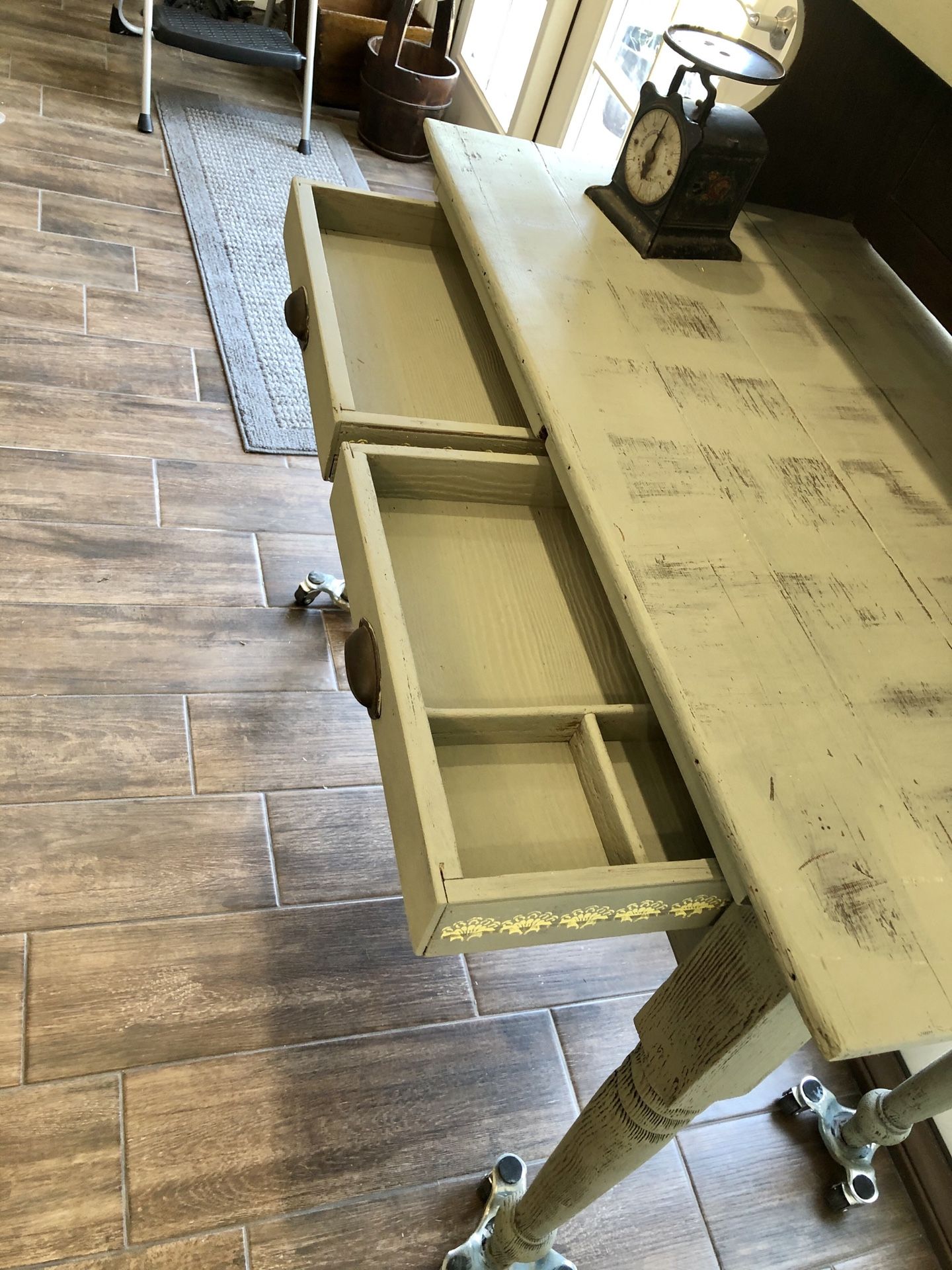 Stunning Antique Vintage Hoosier Table Hutch Cabinet Metal Potbelly ...