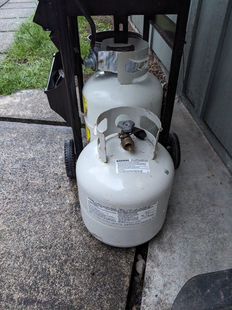2 Almost Full Propane Tanks Plus Grill for Sale in Bellevue, WA - OfferUp