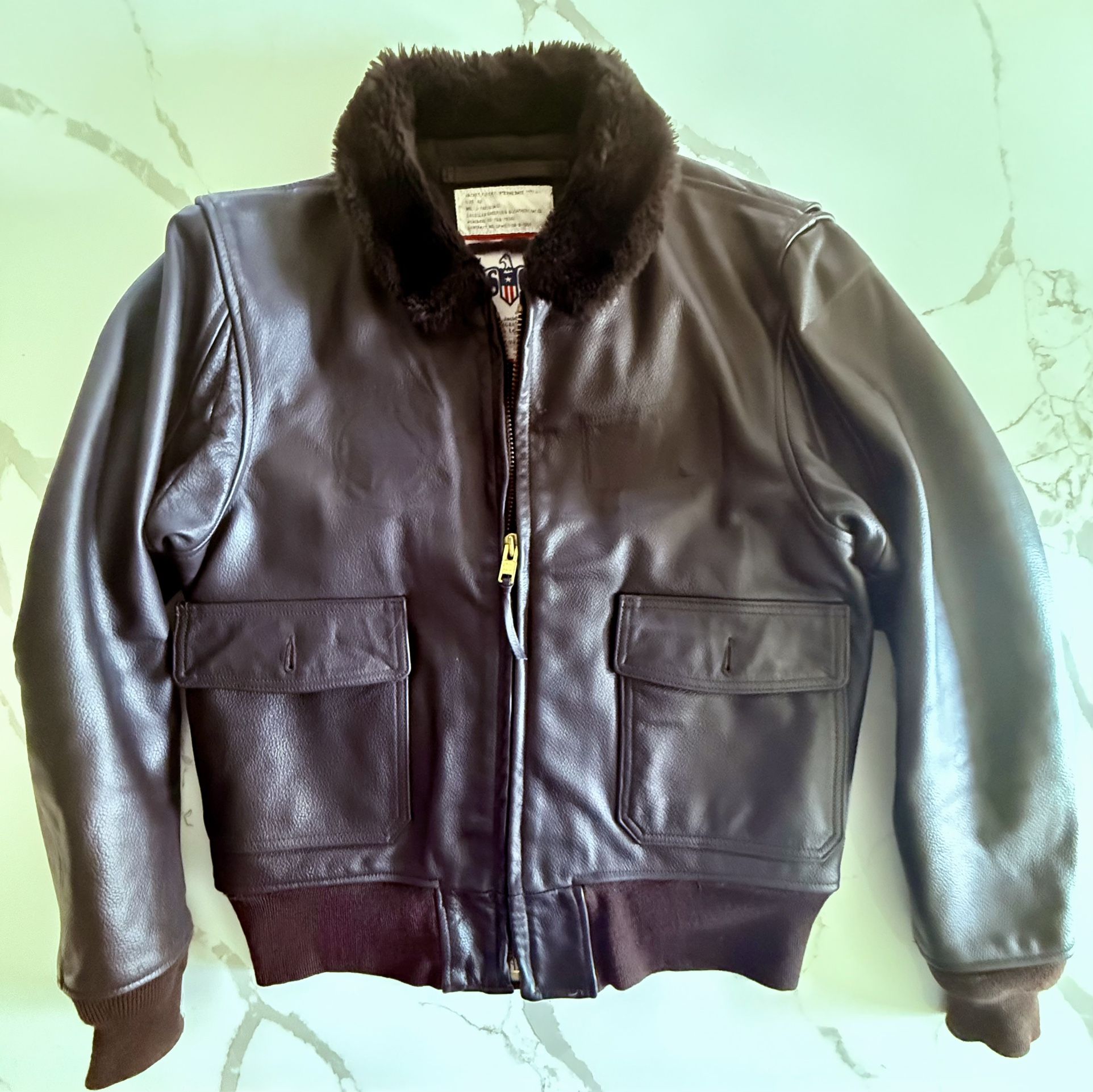 Navy Leather Flight Jacket (Authentic G1) for Sale in San Diego, CA ...