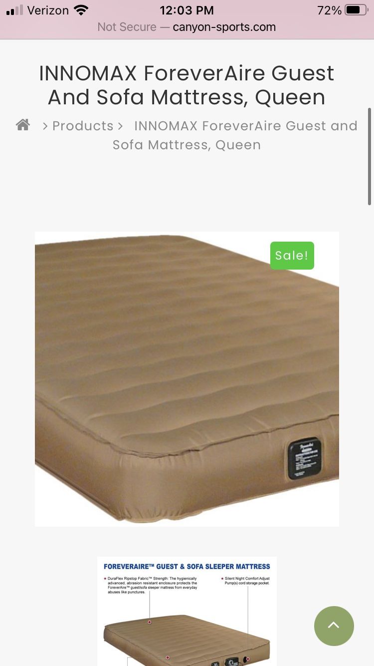 ForeverAire By In nomax Queen Air Mattress Mattresses Box springs
