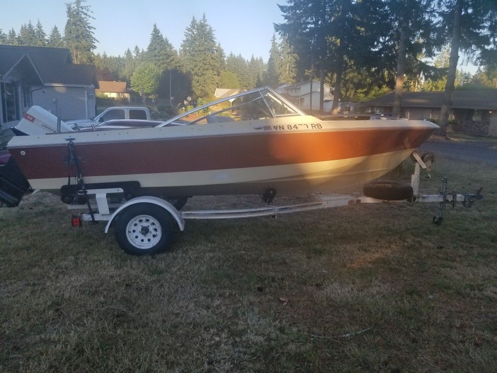 1985 Ebko 16Foot Fiberglass Runabout Boat With 85 Horse Johnson And EZ ...