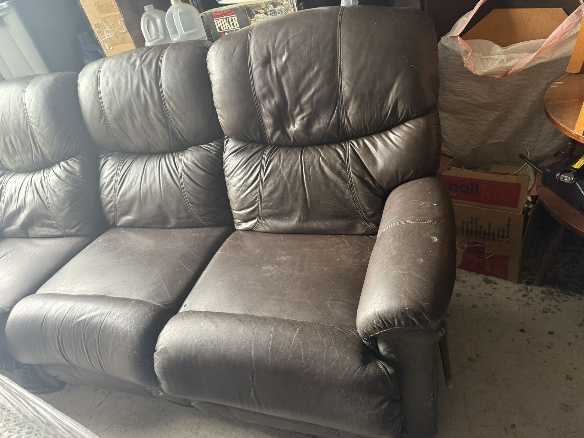 Real Leather Couch 2 ended Recliner for Sale in Austin, TX - OfferUp
