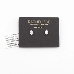 14K Yellow Gold Rachel Zoe Pear Cut Stud Earrings With White Gemstones for Sale in Monsey NY OfferUp