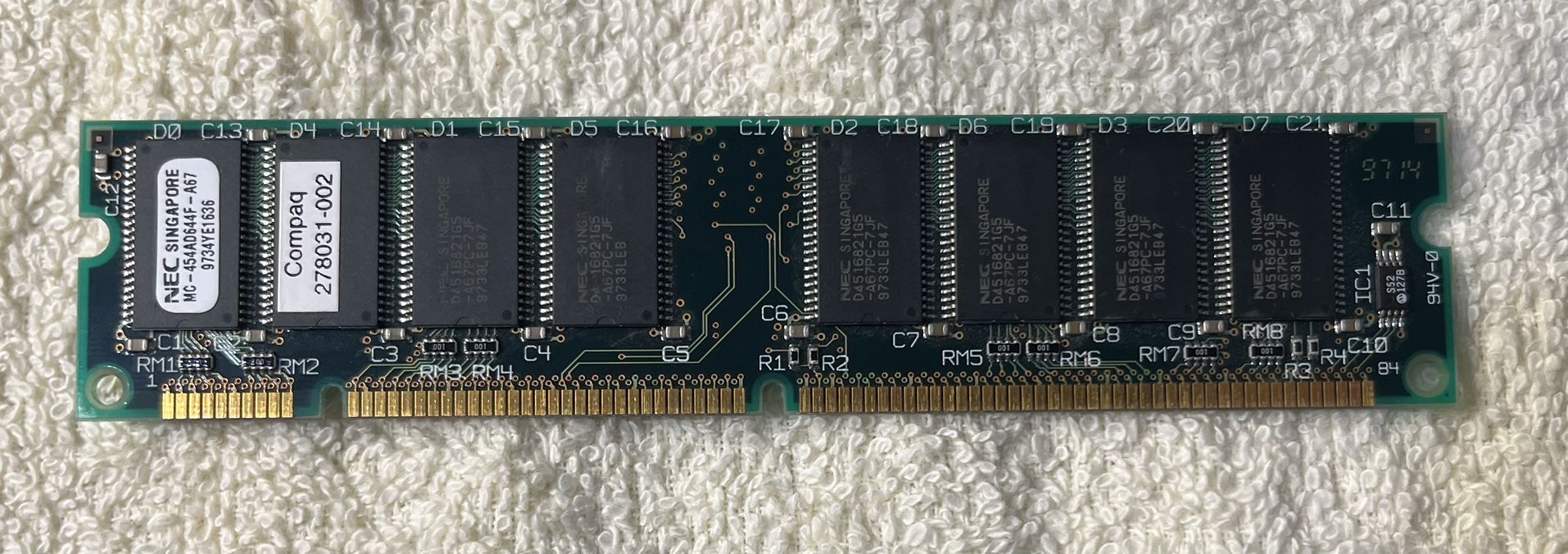32MB SDRAM Stick, Compaq, NEC MC-454AD644F-A67, (1) Stick, Used ...