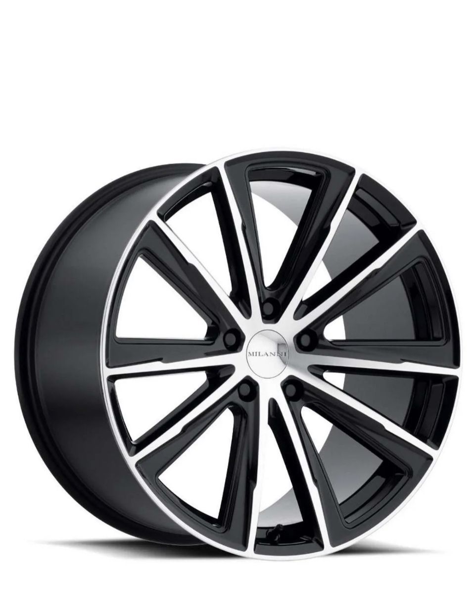 Milanni Splinter Gloss Black Machined Face 18x8.5 5x114.3 +32 Wheels ...