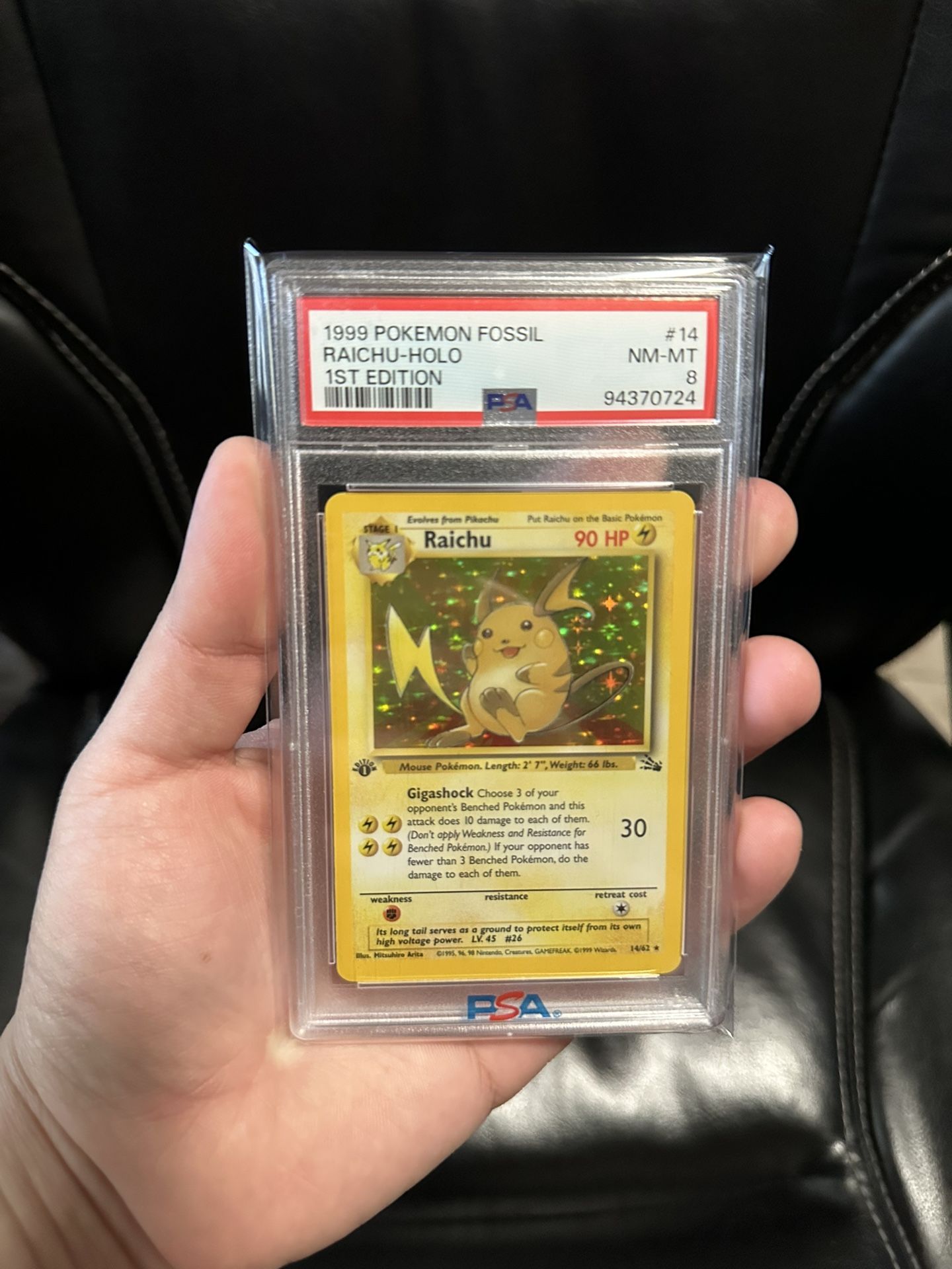 1999 Pokémon Fossil Raichu 1st Edition Holo Card #14 PSA 8 MINT Rare ...