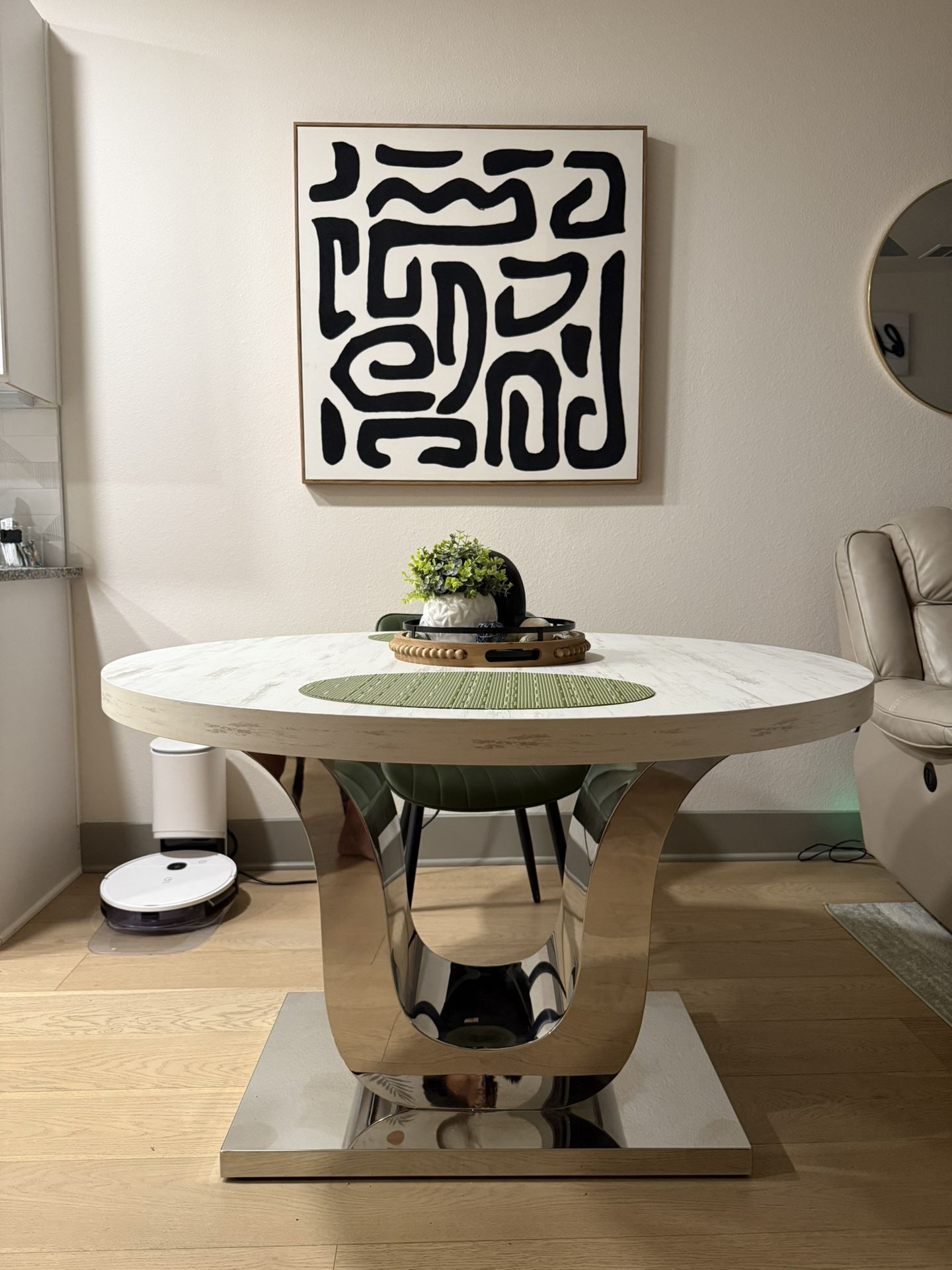 Custom-Designed, One-of-a-Kind Table with Antique Wood & Stainless ...