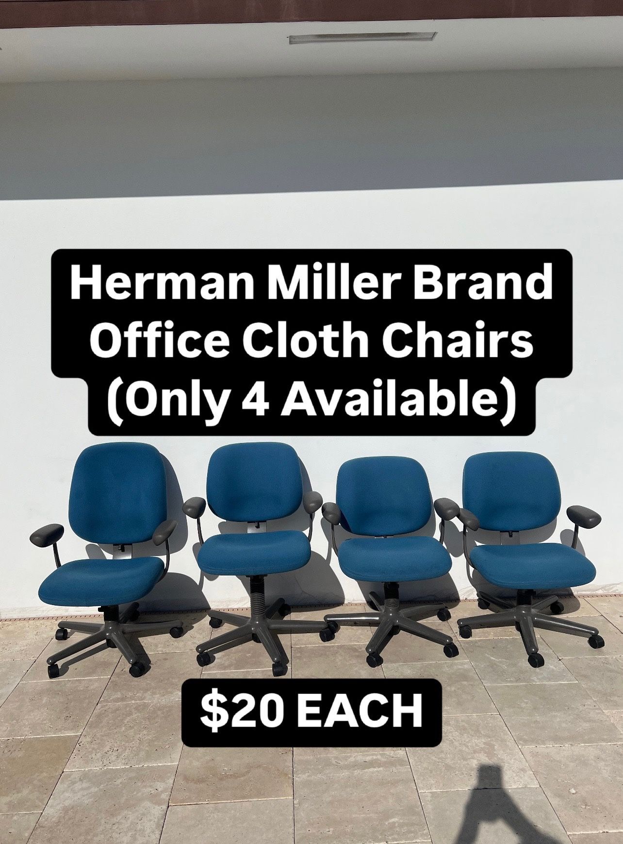 Herman Miller Brand Office Cloth Chairs (4 Available) Pickup Today ...